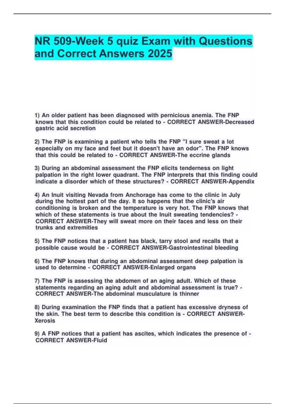 NR509 EXAM BUNDLE WITH COMPLETE SOLUTIONS - Stuvia US