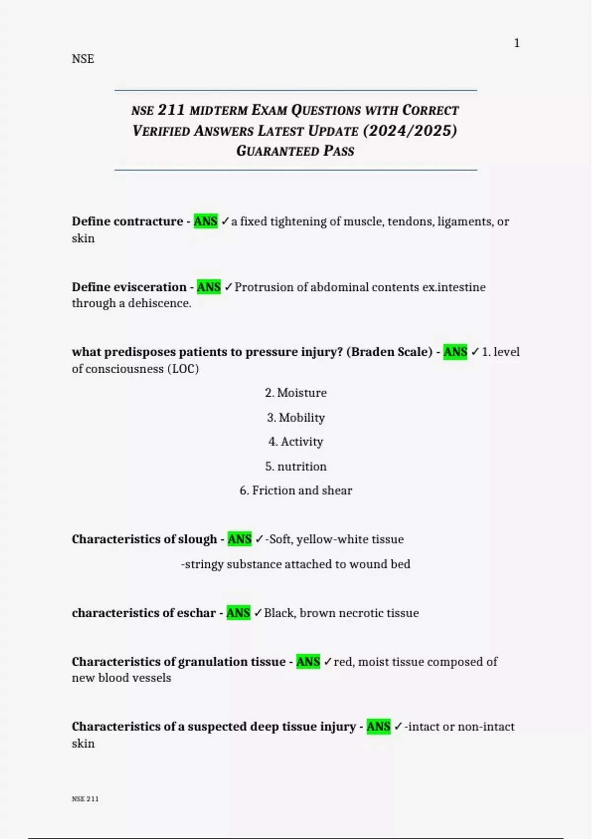 NSE 211 MIDTERM EXAM QUESTIONS WITH CORRECT VERIFIED ANSWERS LATEST ...