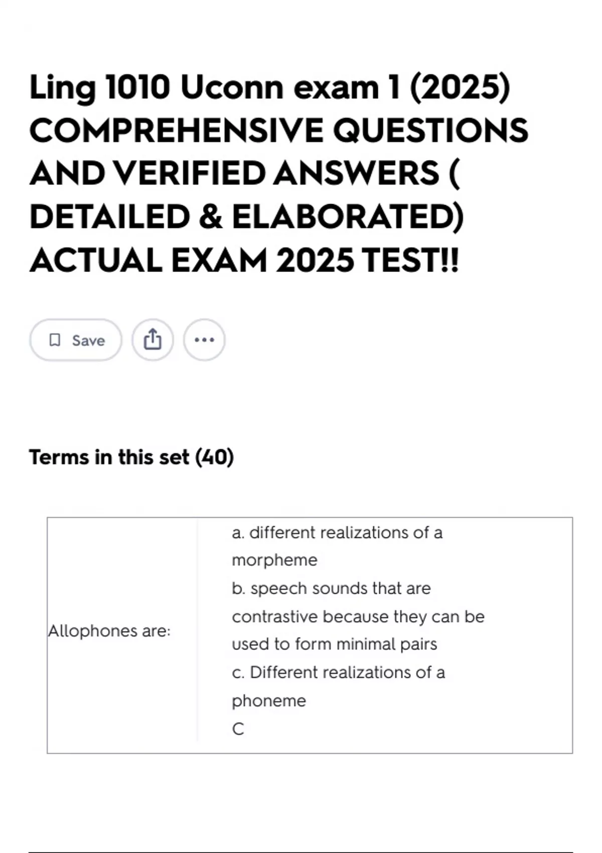Ling 1010 Uconn exam 1 (2025) COMPREHENSIVE QUESTIONS AND VERIFIED ...
