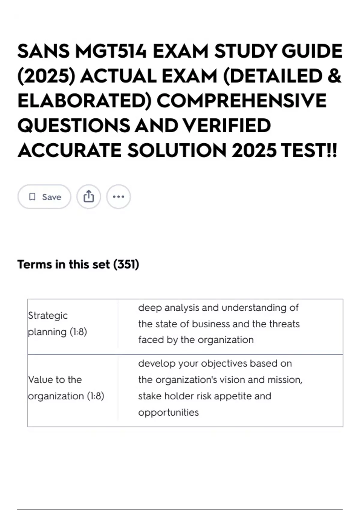 SANS MGT514 EXAM STUDY GUIDE (2025) ACTUAL EXAM (DETAILED & ELABORATED ...