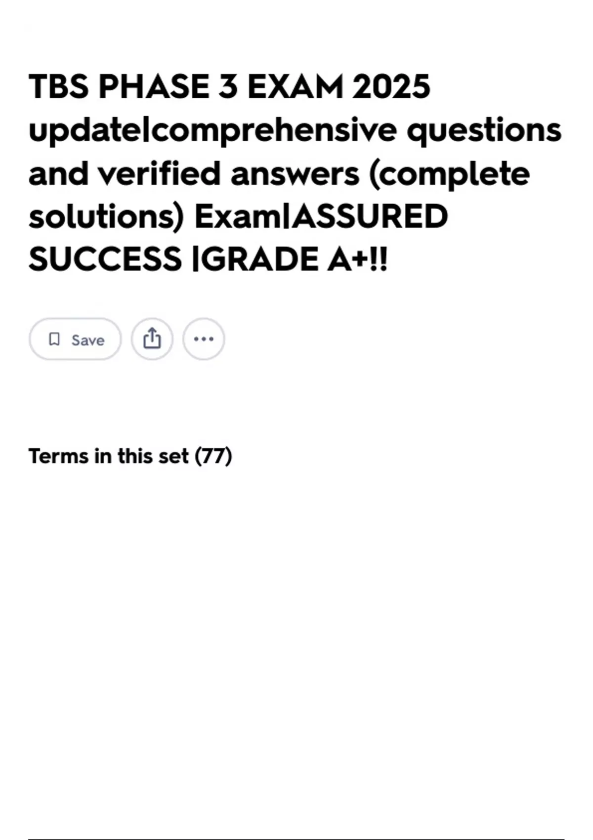 TBS PHASE 3 EXAM 2025 update|comprehensive questions and verified answers (complete solutions ...