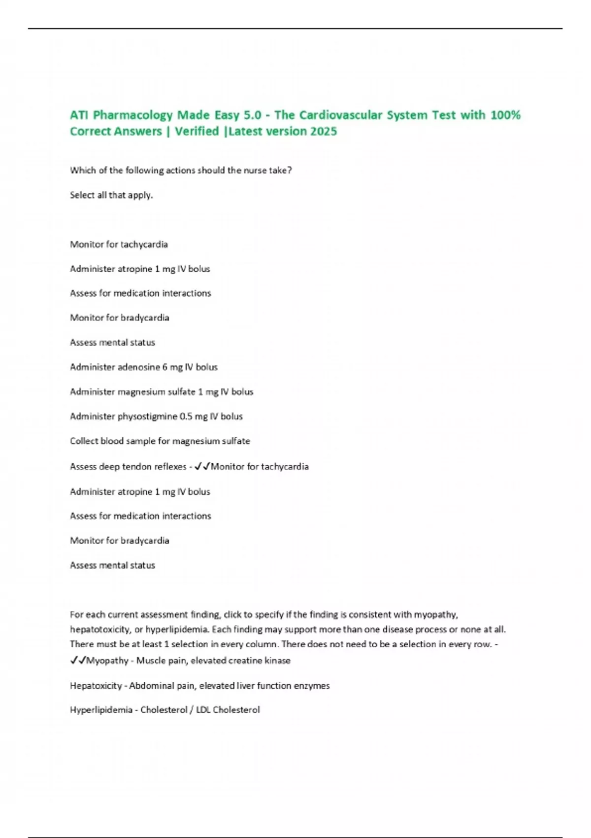 ATI Pharmacology Made Easy 5.0 - The Cardiovascular System Test with ...