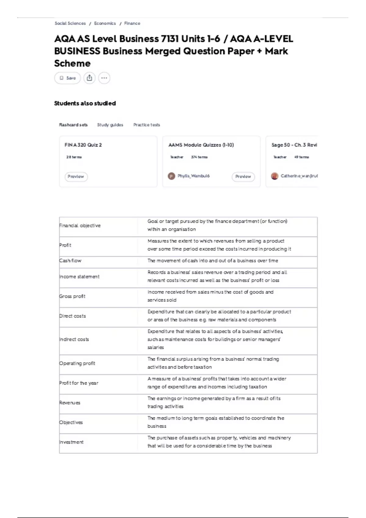 AQA AS Level Business 7131 Units 1-6 _ AQA A-LEVEL BUSINESS Business ...