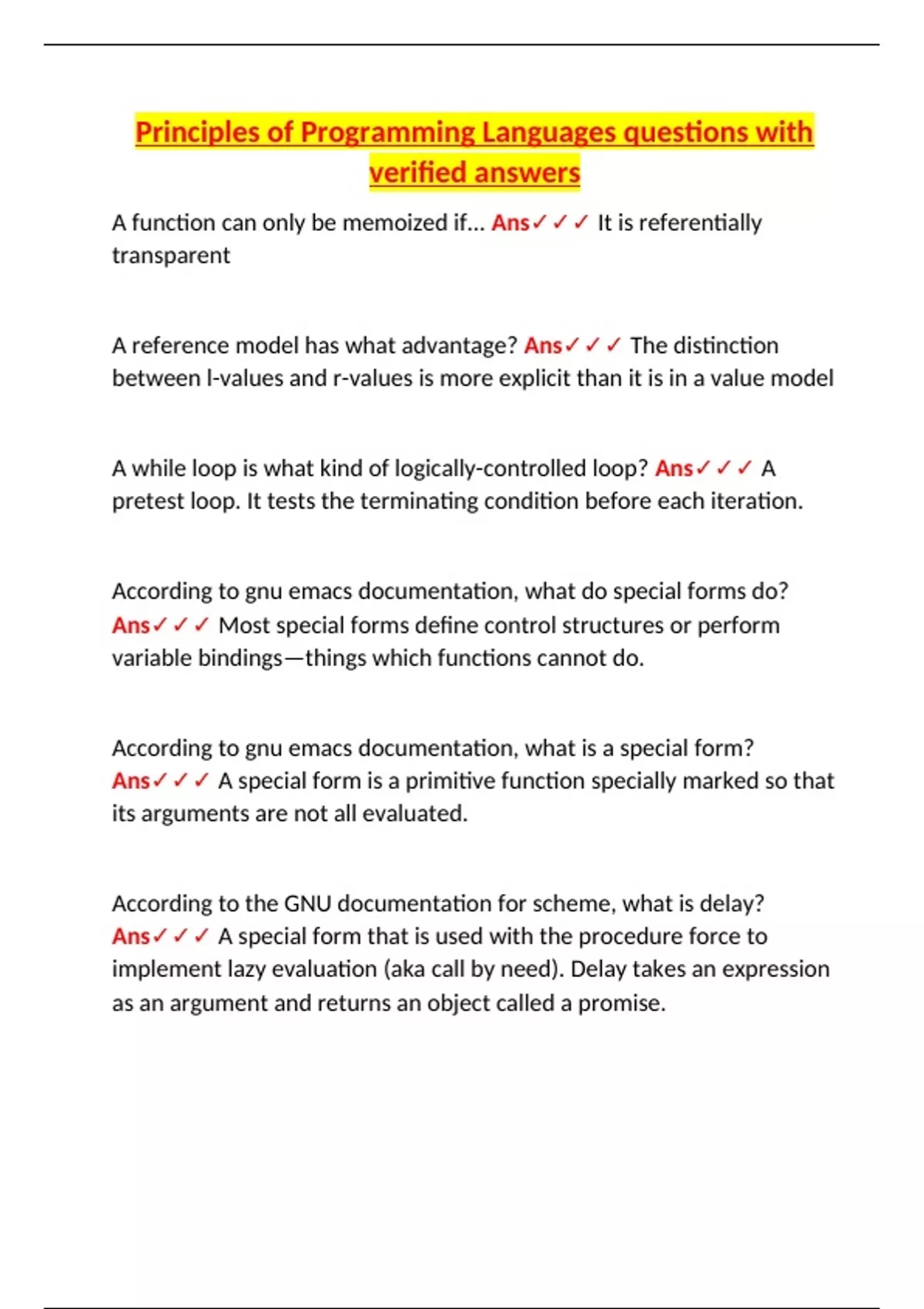 Principles of Programming Languages – Practice Questions with Verified ...
