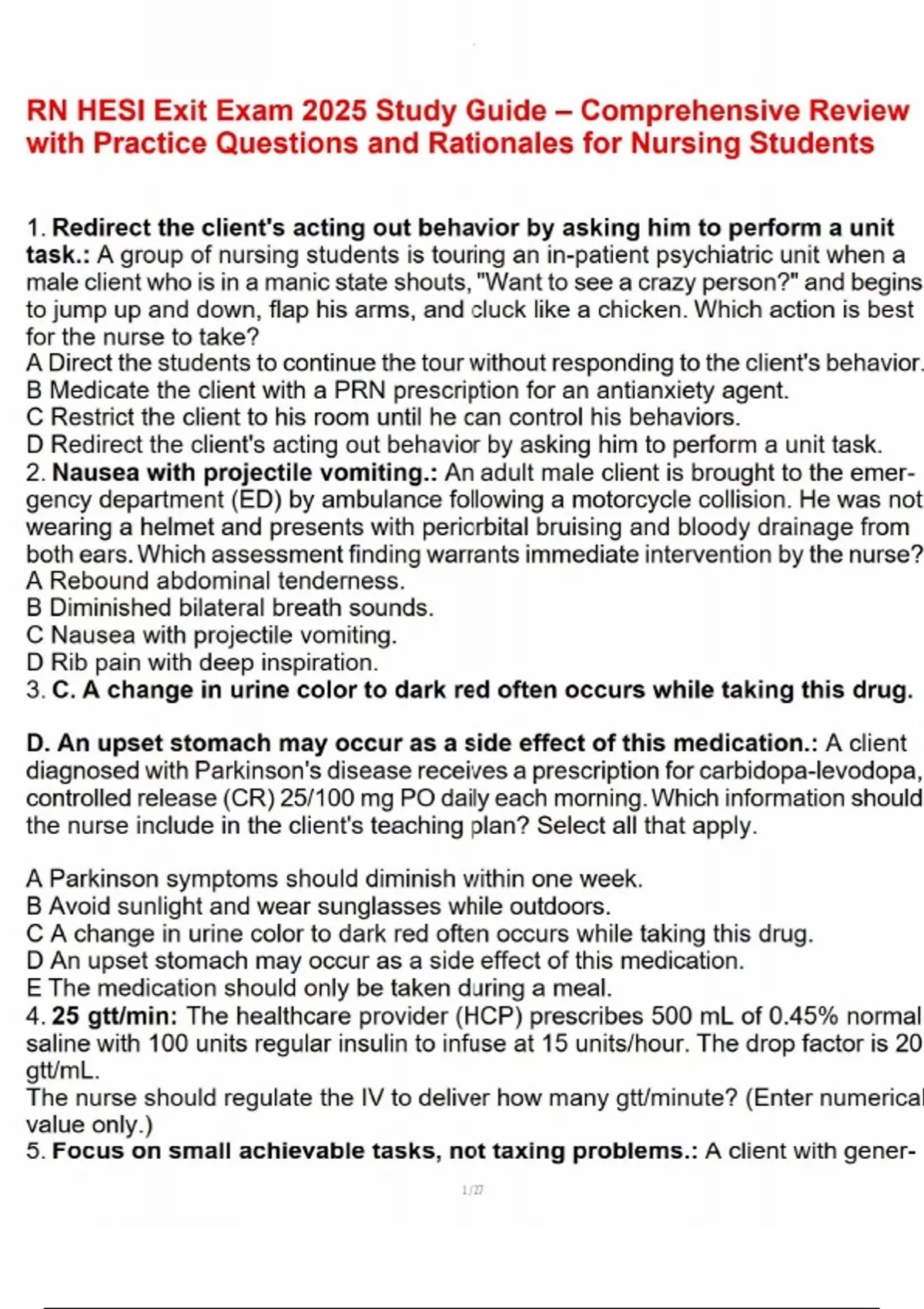 HESI EXIT NGN, HESI RN Exit Exam (2025) comprehensive questions and verified answers ( detailed ...