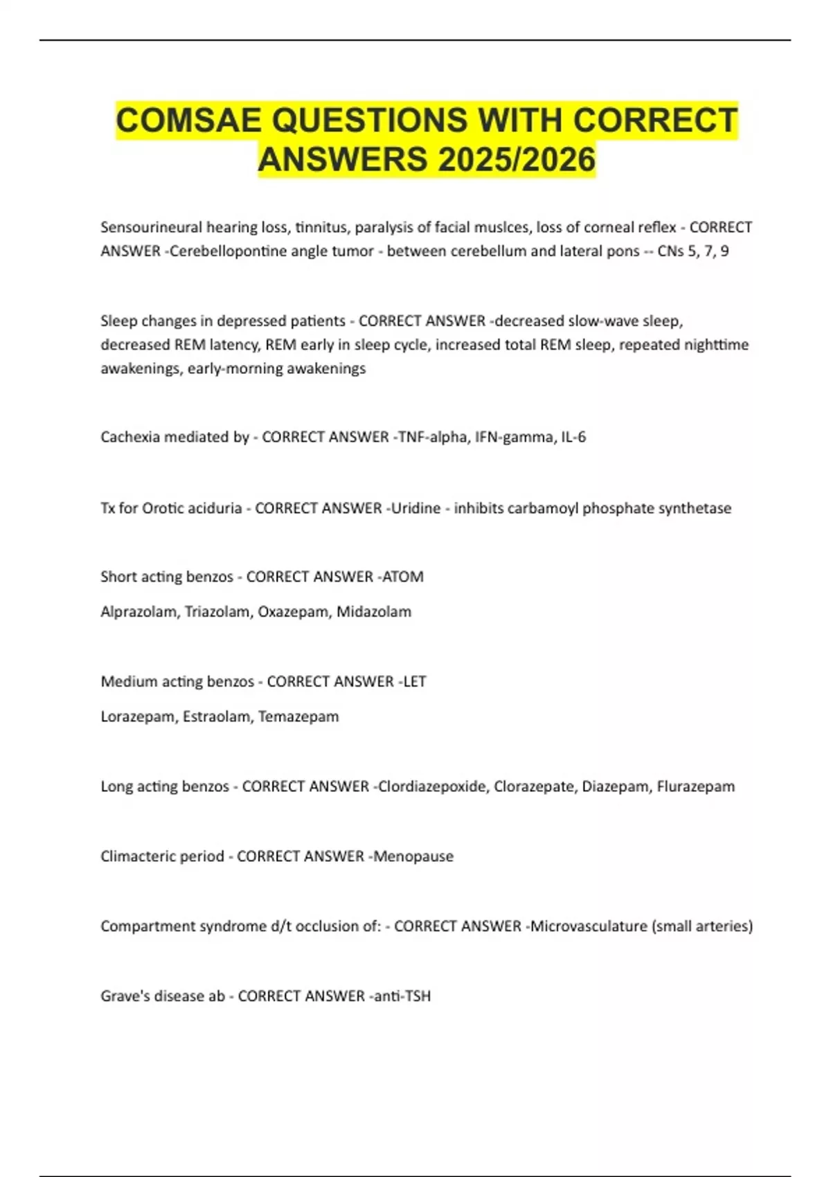 COMSAE QUESTIONS WITH CORRECT ANSWERS 2025/2026 - Comsae - Stuvia US