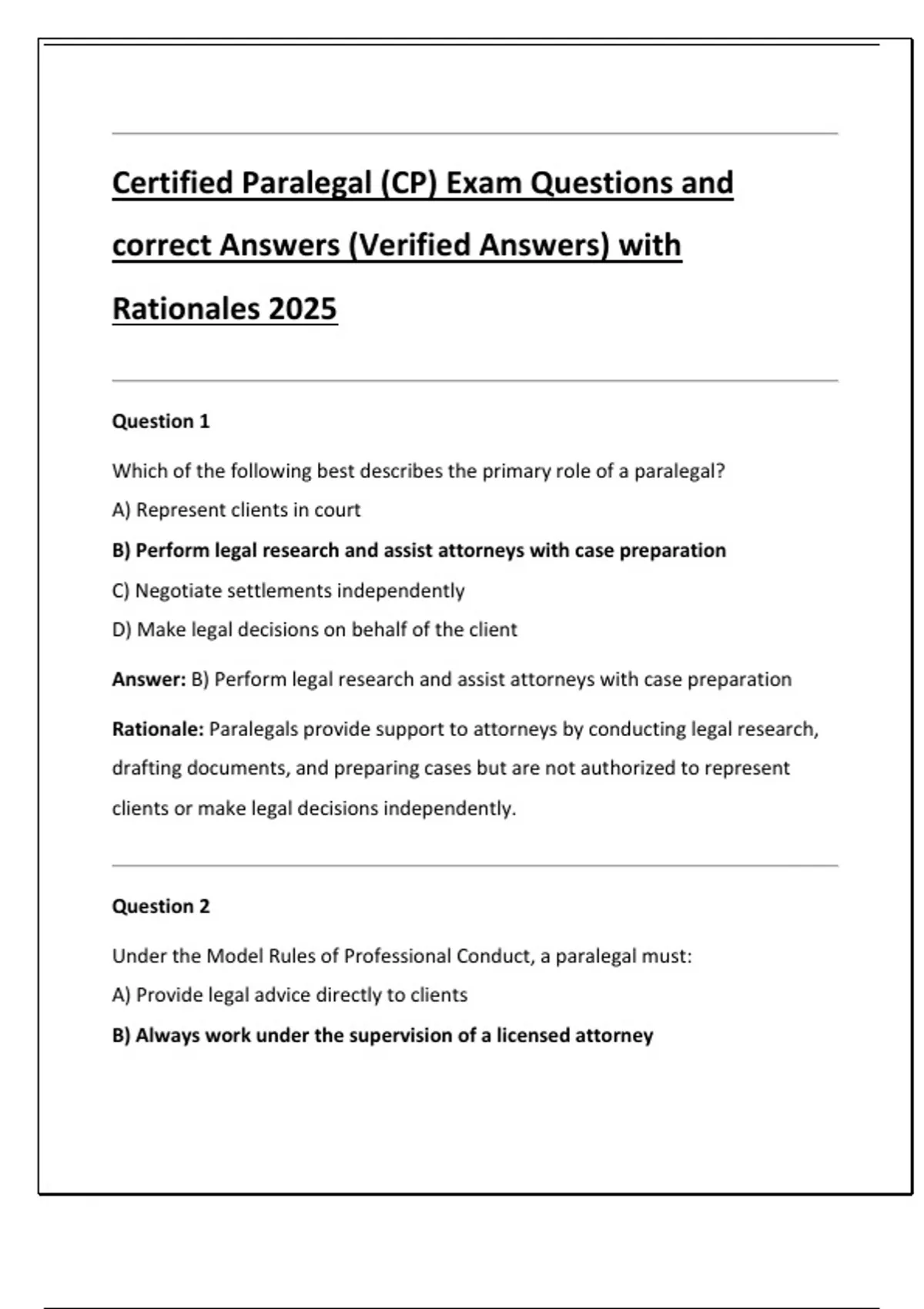 NALA Certified Paralegal Exam 2025 /Certified Paralegal Practice Exam ...