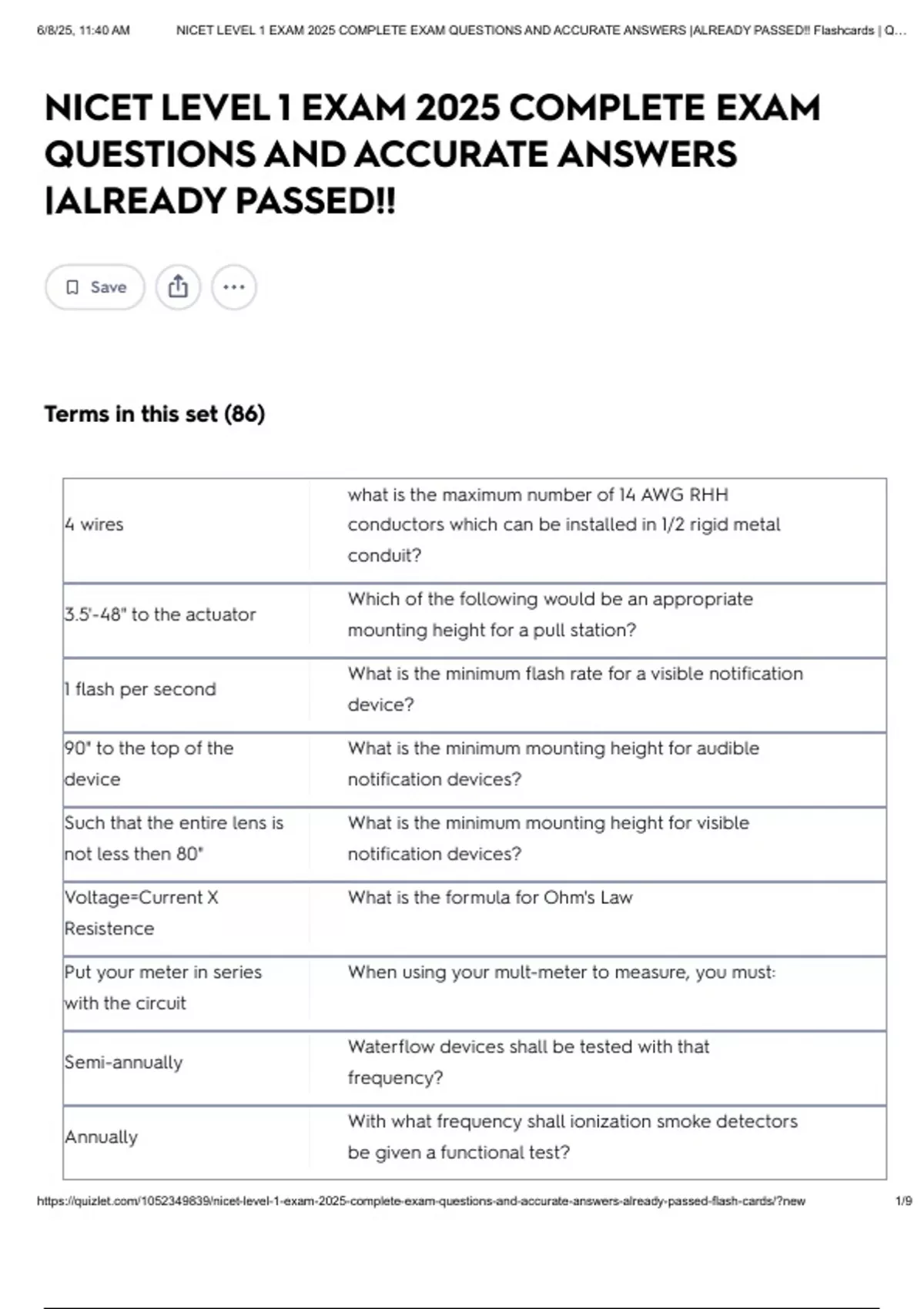 NICET LEVEL 1 EXAM 2025 COMPLETE EXAM QUESTIONS AND ACCURATE ANSWERS ...