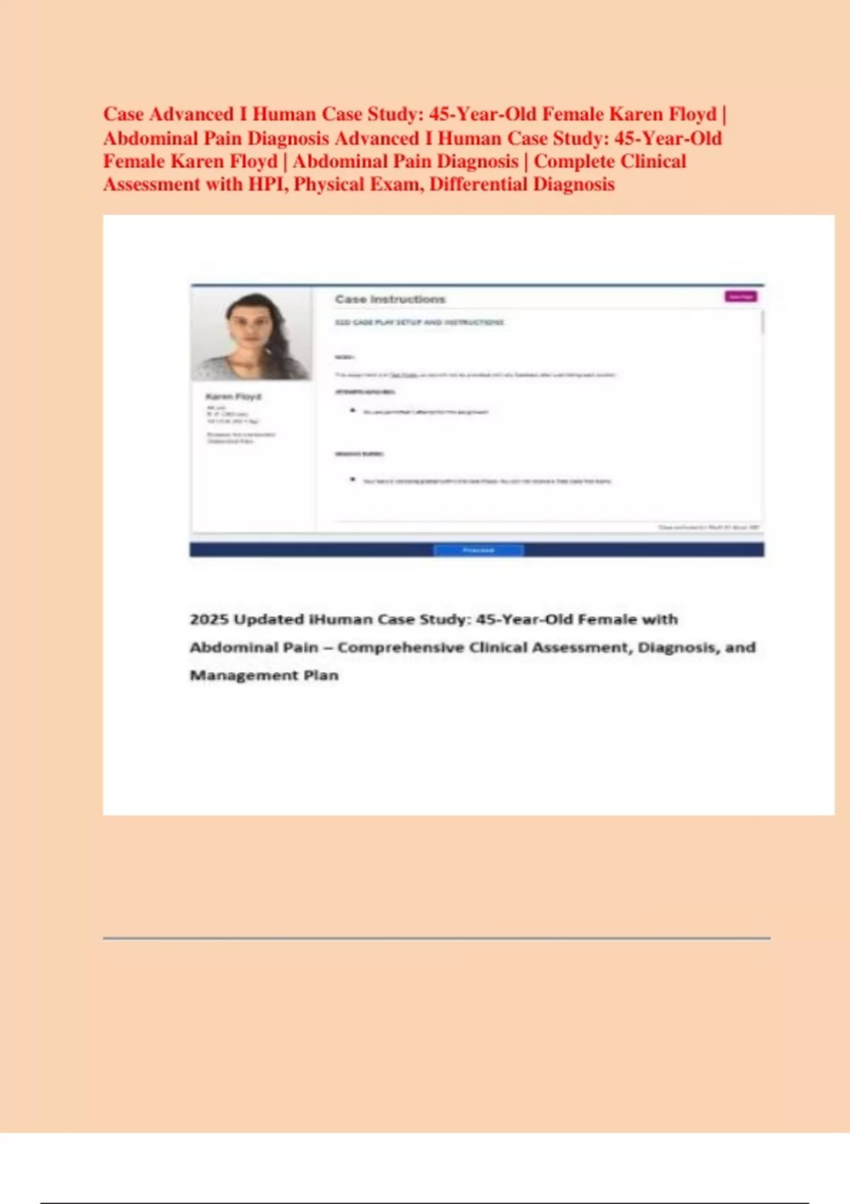 Case Advanced I Human Case Study: 45-Year-Old Female Karen Floyd ...