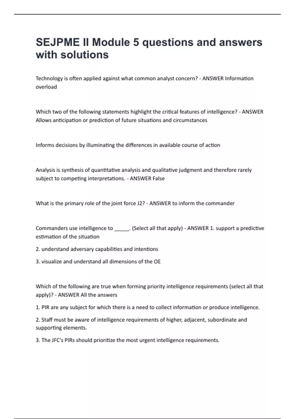 SEJPME II Module 16 questions and answers with solutions. - SEJPME ...