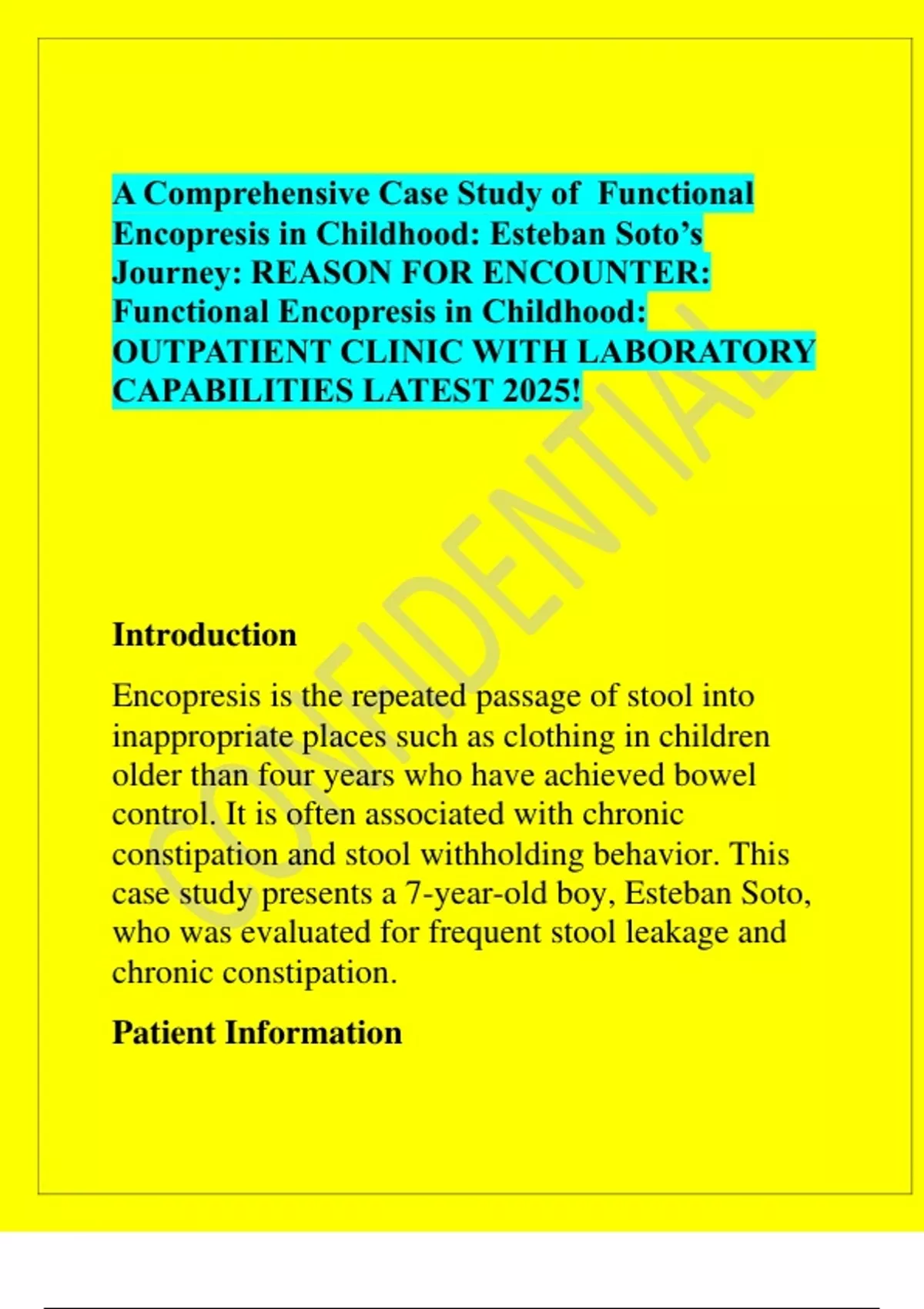 A Comprehensive Case Study of Functional Encopresis in Childhood ...