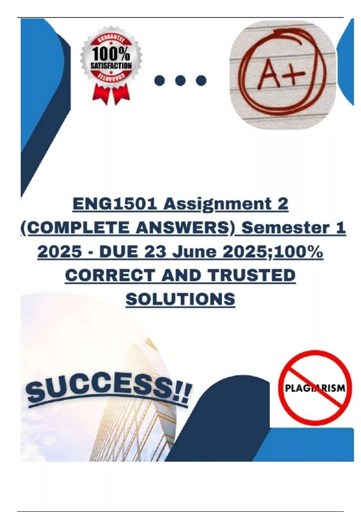 ENG1501 Assignment 2 (COMPLETE ANSWERS) Semester 1 2025 - DUE 23 June 2025;100% CORRECT AND ...