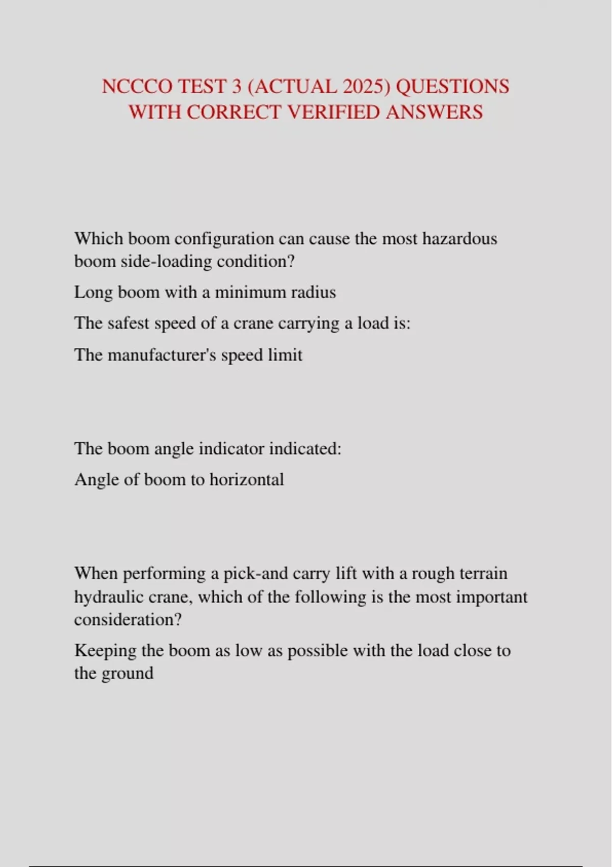 NCCCO TEST 3 (ACTUAL 2025) QUESTIONS WITH CORRECT VERIFIED ANSWERS ...