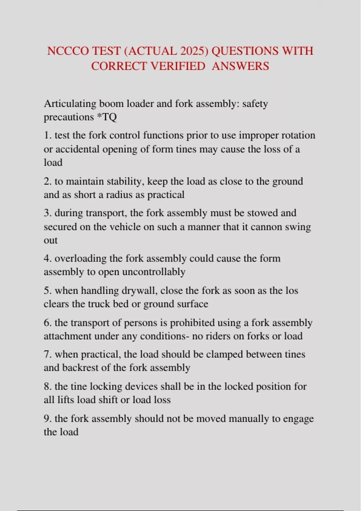 NCCCO TEST (ACTUAL 2025) QUESTIONS WITH CORRECT VERIFIED ANSWERS ...