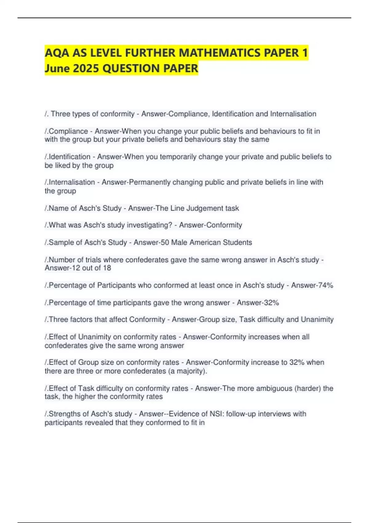 AQA AS LEVEL FURTHER MATHEMATICS PAPER 1 June 2025 QUESTION PAPER - AQA ...