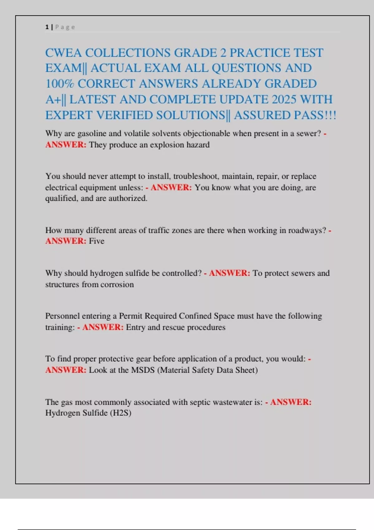 CWEA COLLECTIONS GRADE 2 PRACTICE TEST EXAM|| ACTUAL EXAM ALL QUESTIONS ...