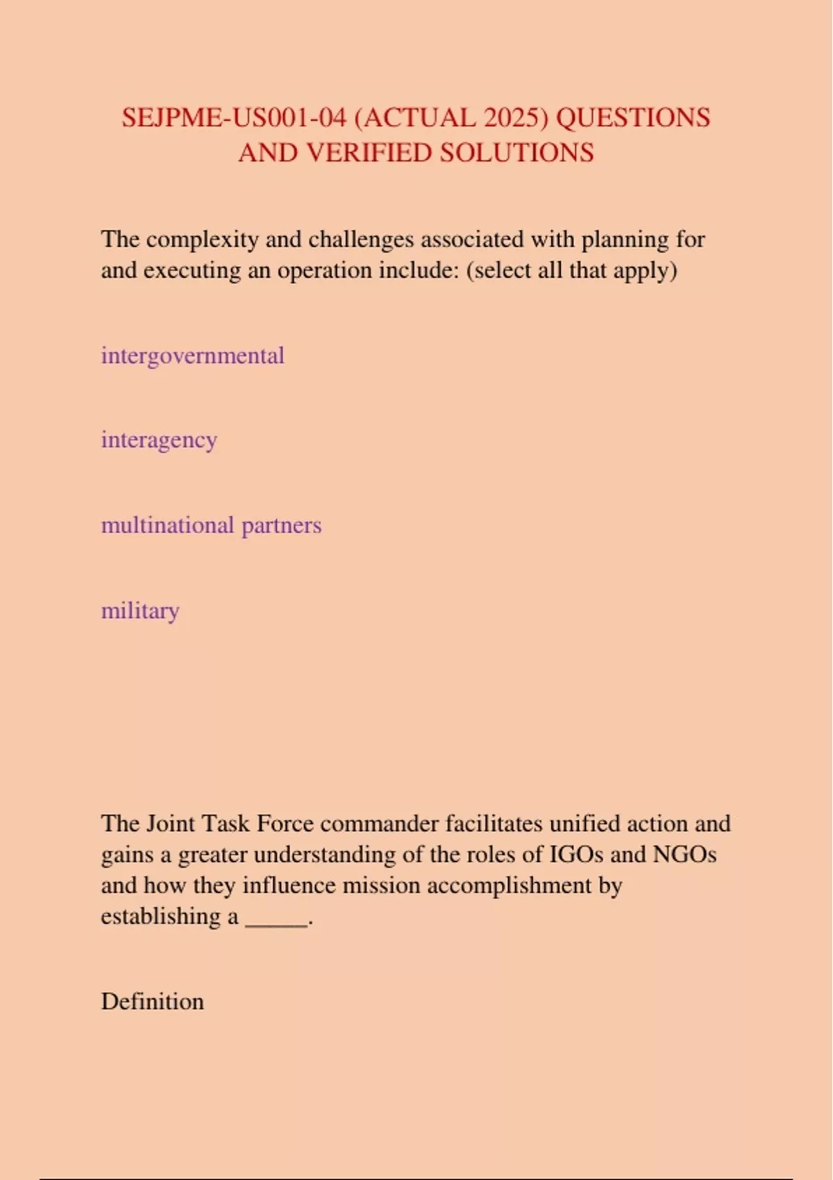 SEJPME-US001-04 (ACTUAL 2025) QUESTIONS AND VERIFIED SOLUTIONS - BKAT ...