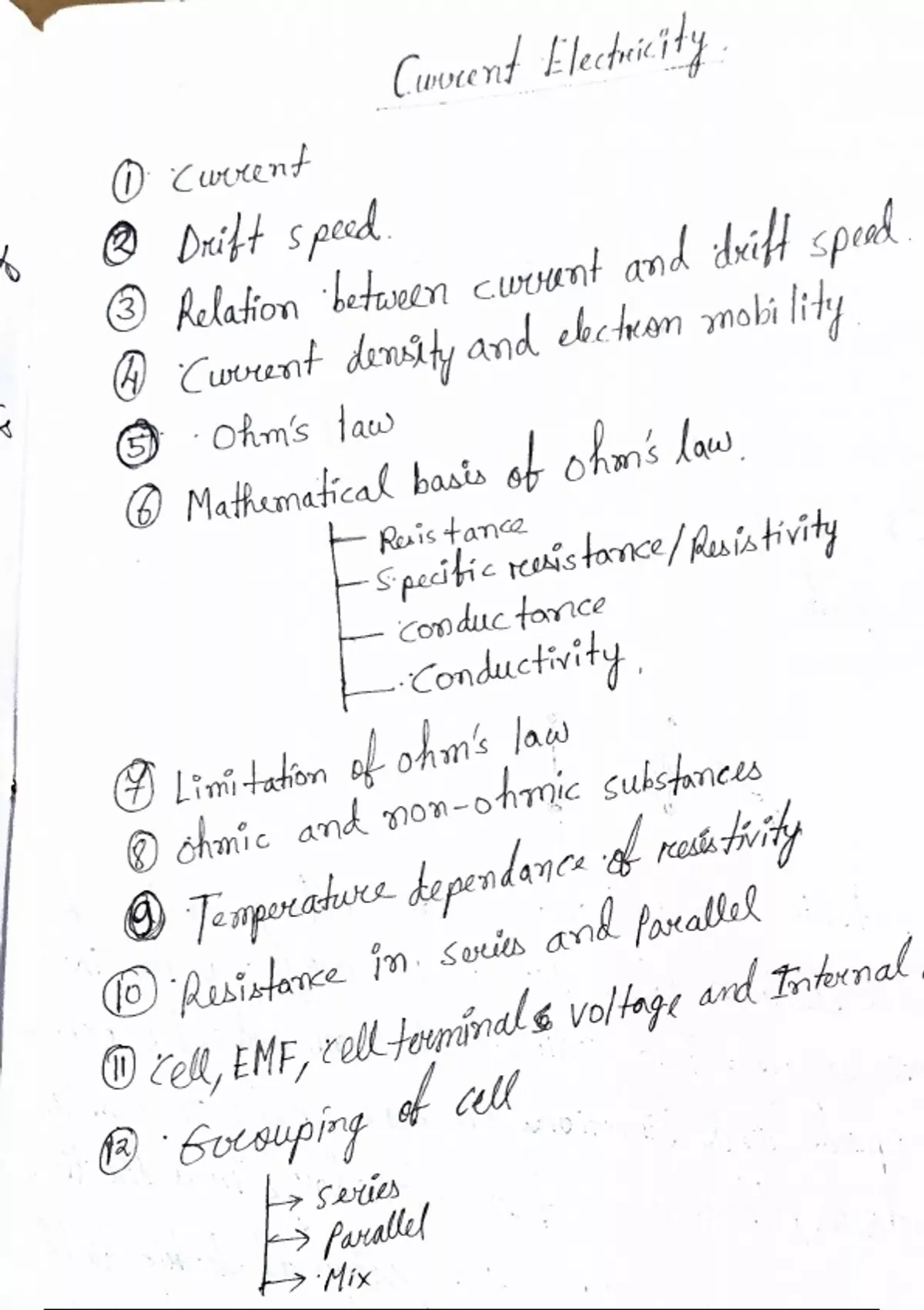 Class 12 Physics – Chapter 3: Current Electricity | CBSE Handwritten ...