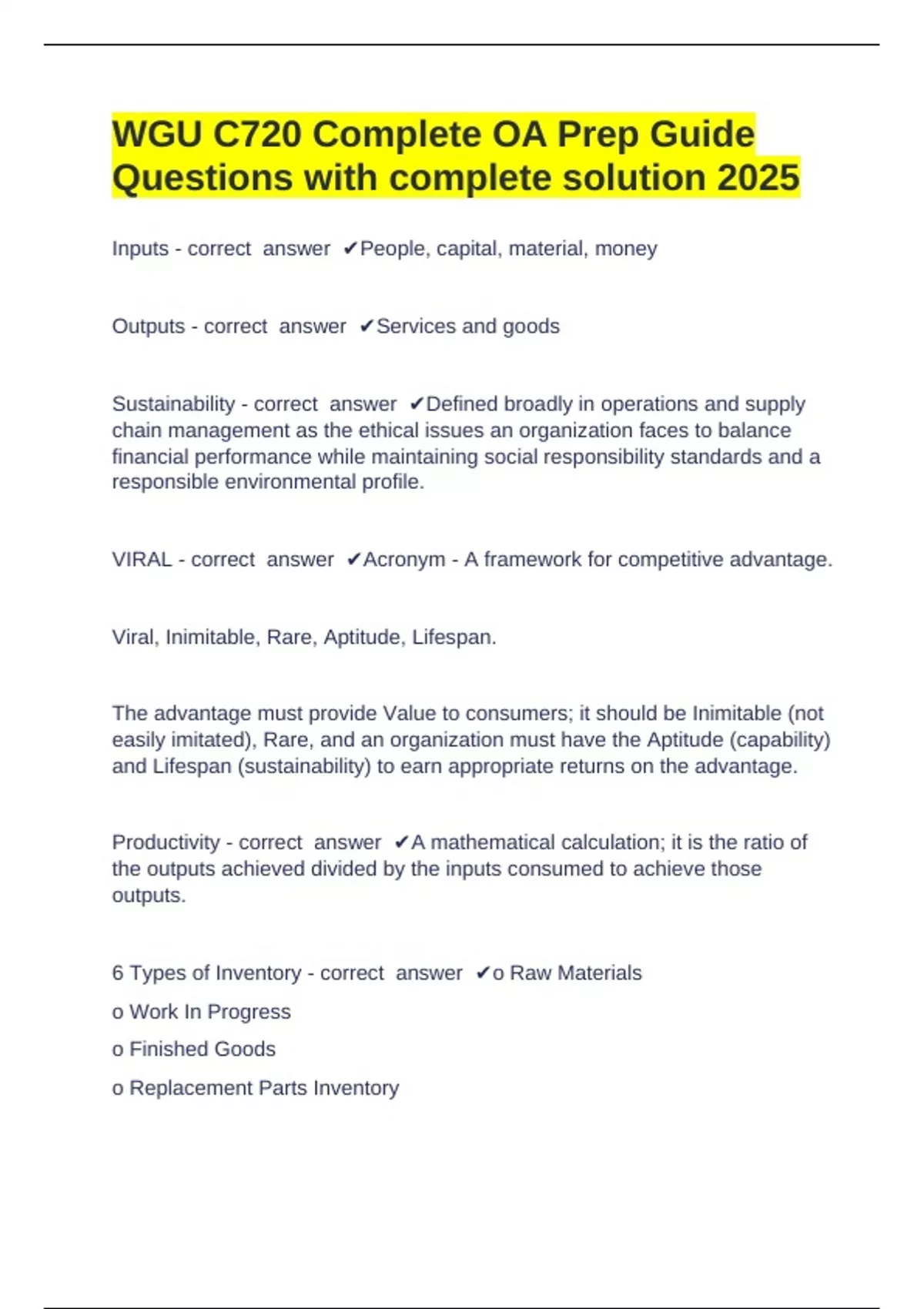 WGU C720 Complete OA Prep Guide Questions with complete solution 2025 ...