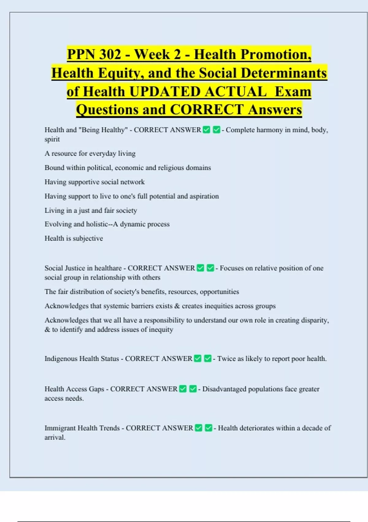 PPN 302 - Week 2 - Health Promotion, Health Equity, and the Social ...