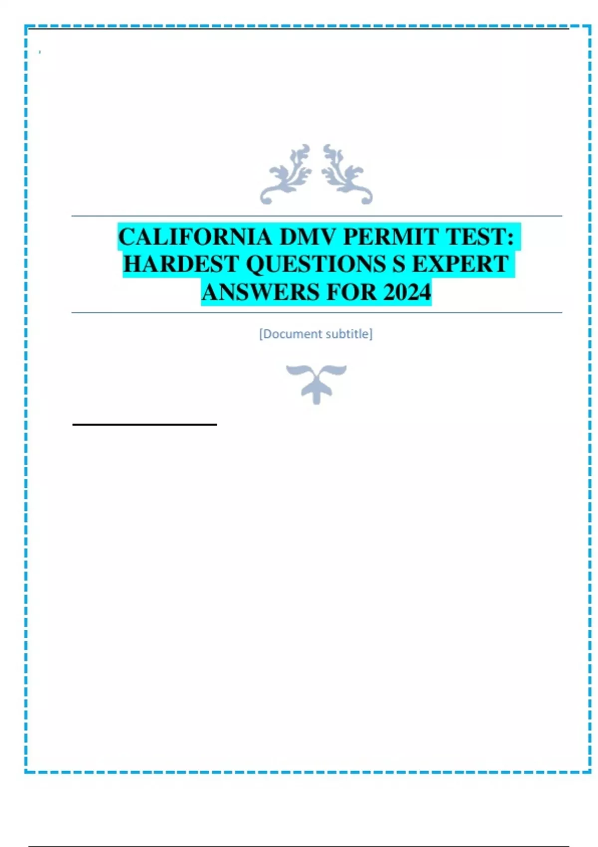 CALIFORNIA DMV PERMIT TEST: HARDEST QUESTIONS S EXPERT ANSWERS FOR 2024 ...