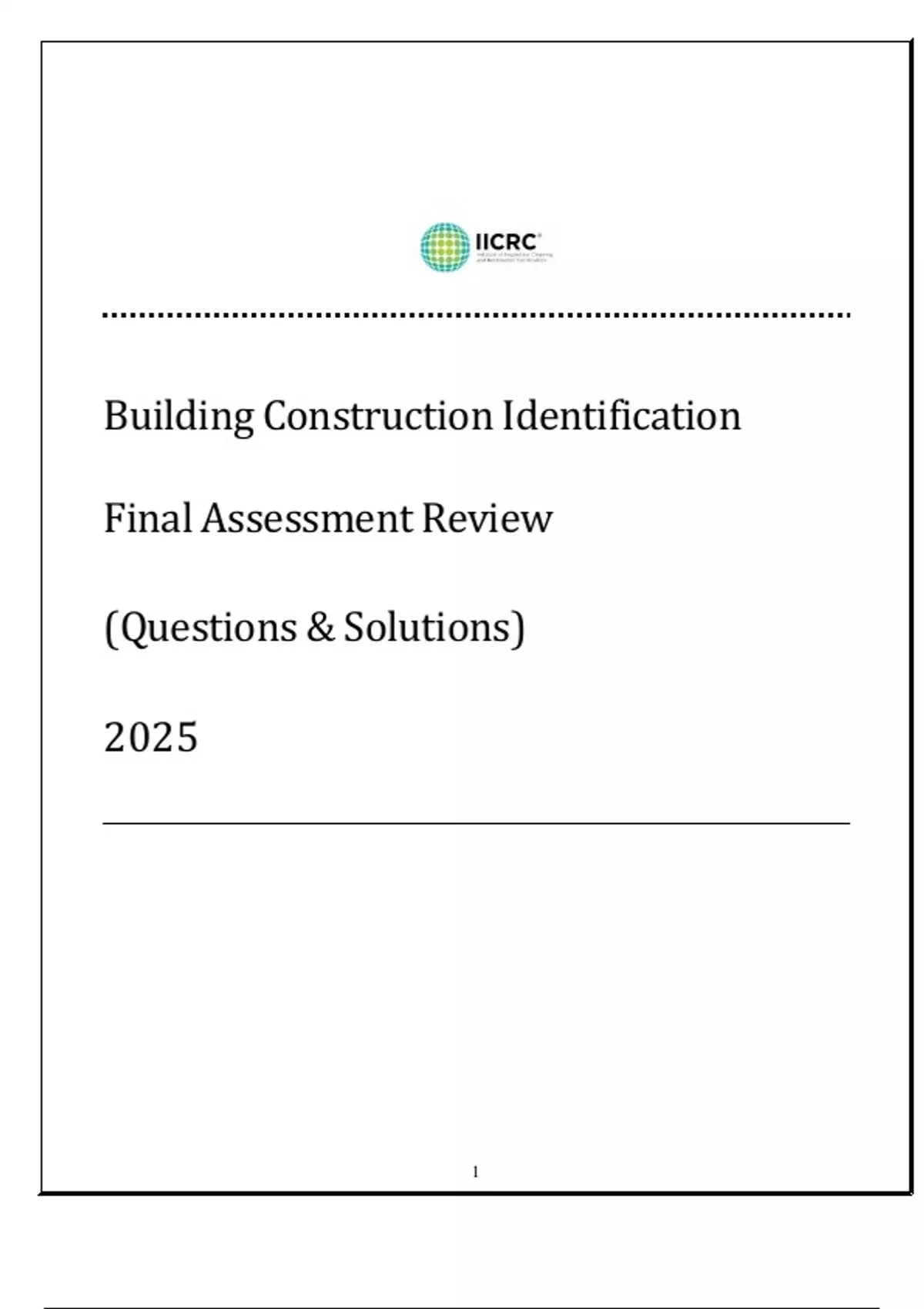 Building Construction Identification - Final Assessment Review - IICRC ...