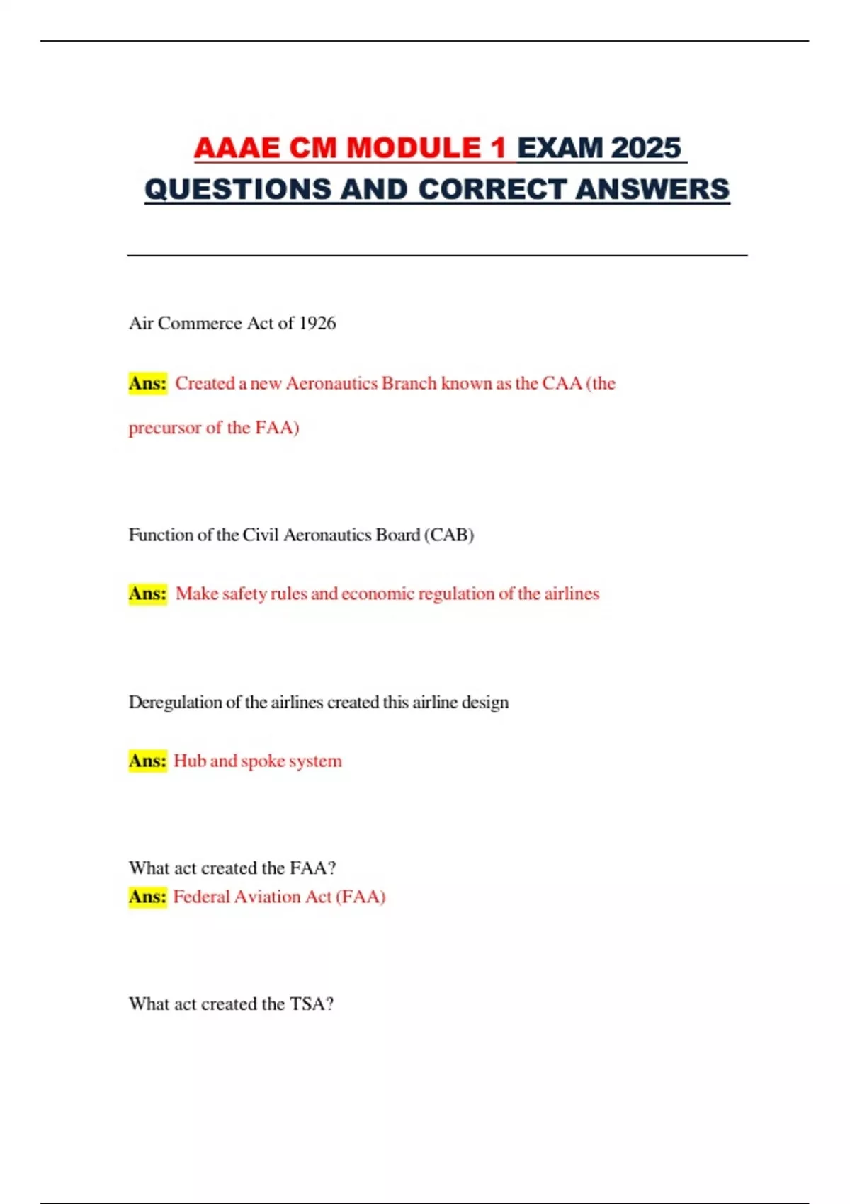 AAAE CM Module 1 Exam 2025 – Complete Question Set with Correct Answers ...