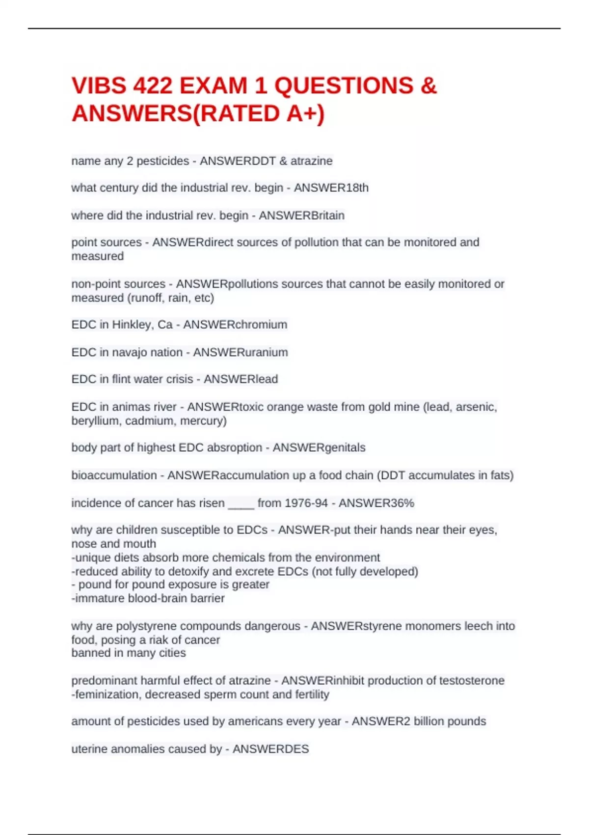 VIBS 422 EXAM BUNDLE 2025!! - Stuvia US