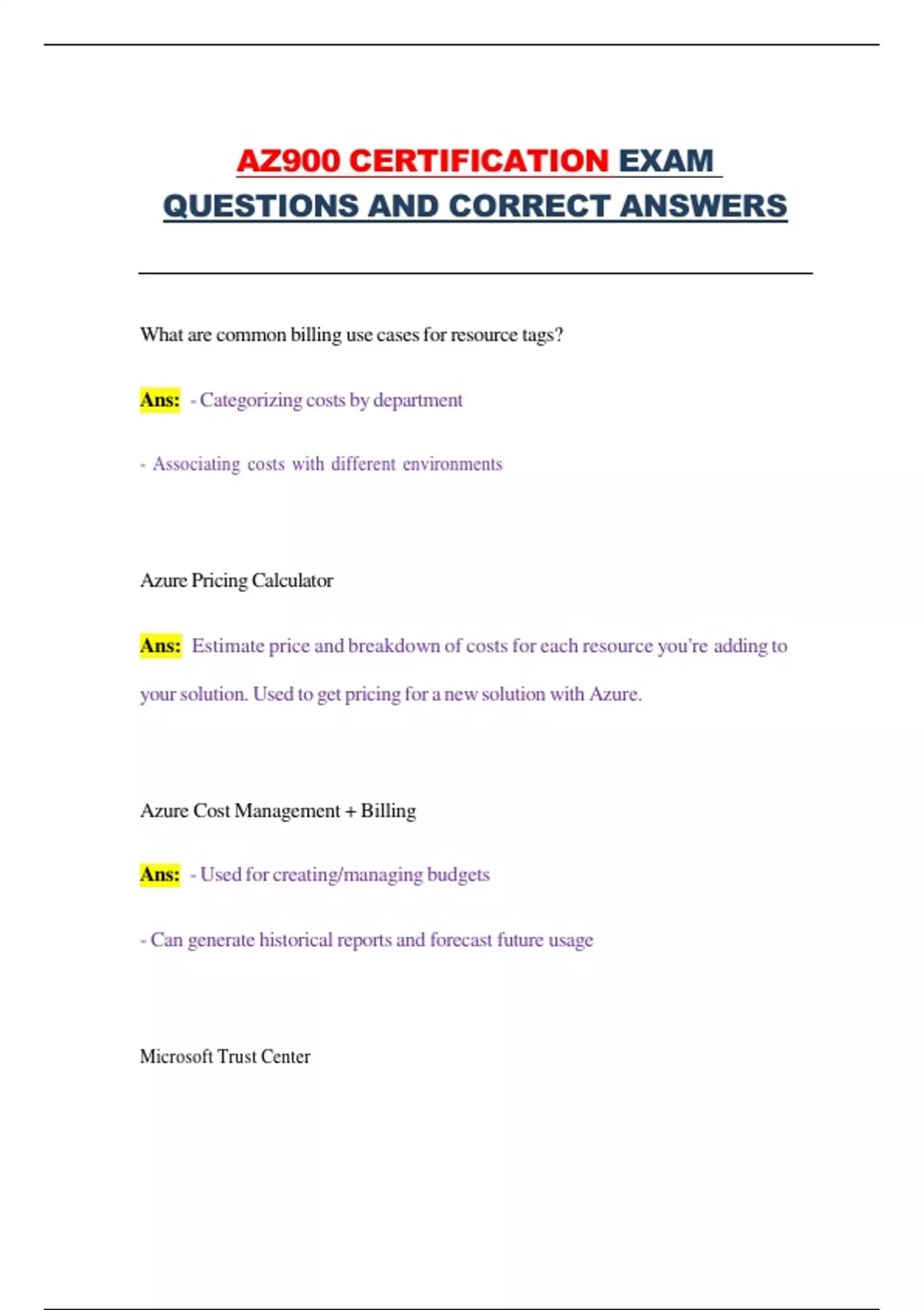 AZ-900 Certification Exam – Microsoft Azure Fundamentals – 2025 ...