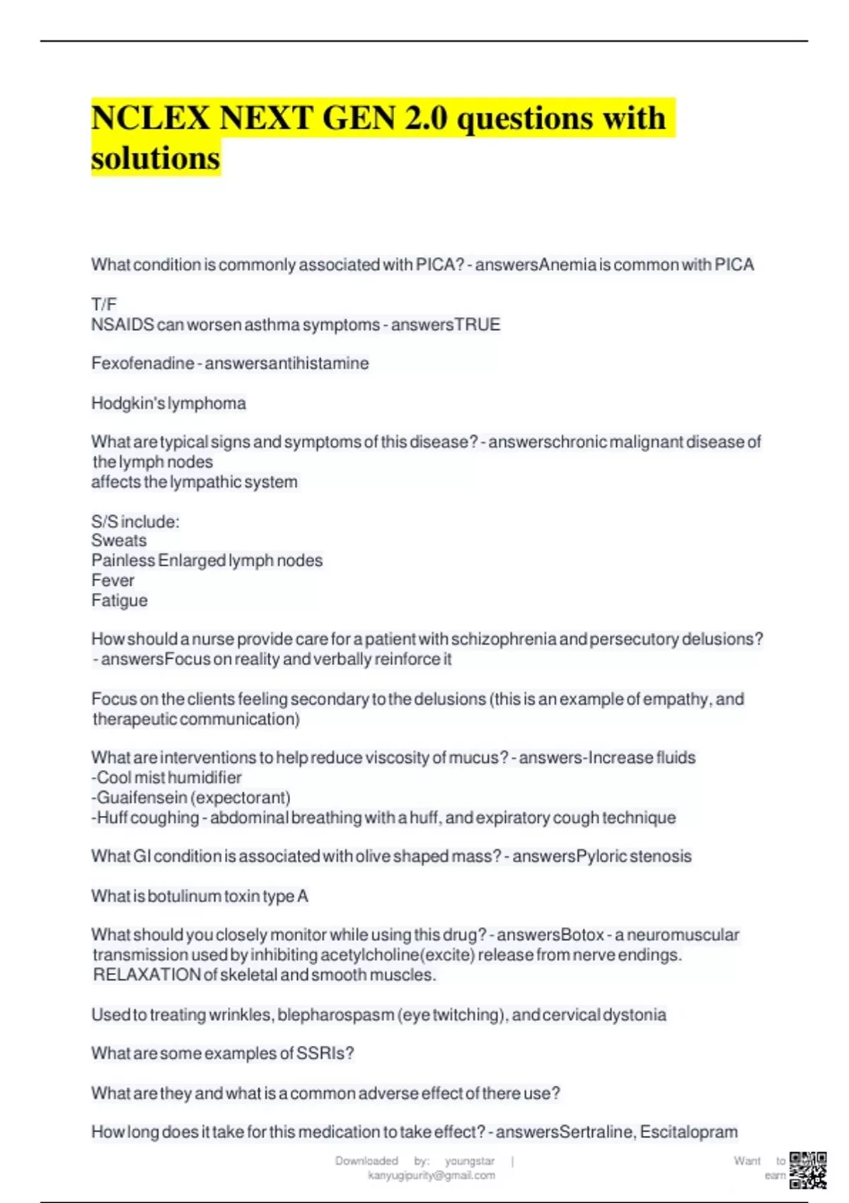 NCLEX NEXT GEN 2.0 questions with solutions - NCLEX NEXT GEN 2.0 ...