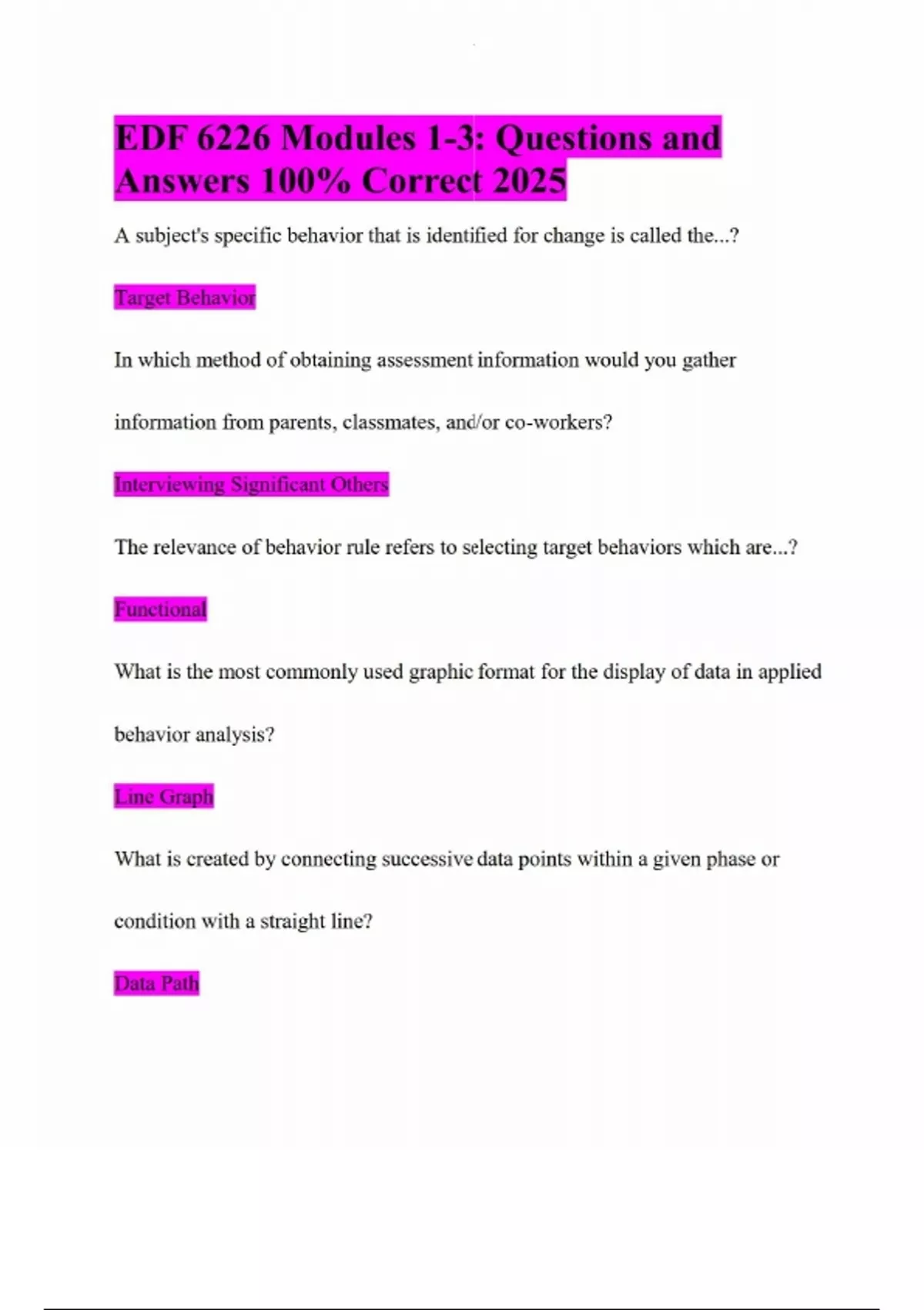 EDF 6226 Modules 1-3: Questions and Answers 100% Correct 2025 - EDF ...