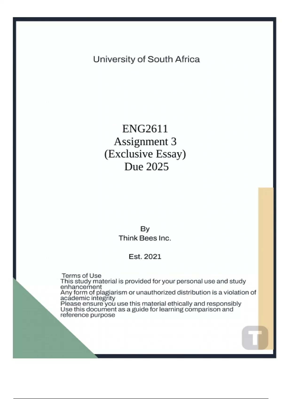 ENG2611 Assignment 3 (Exclusive Essay) Due 2025. - Applied English ...