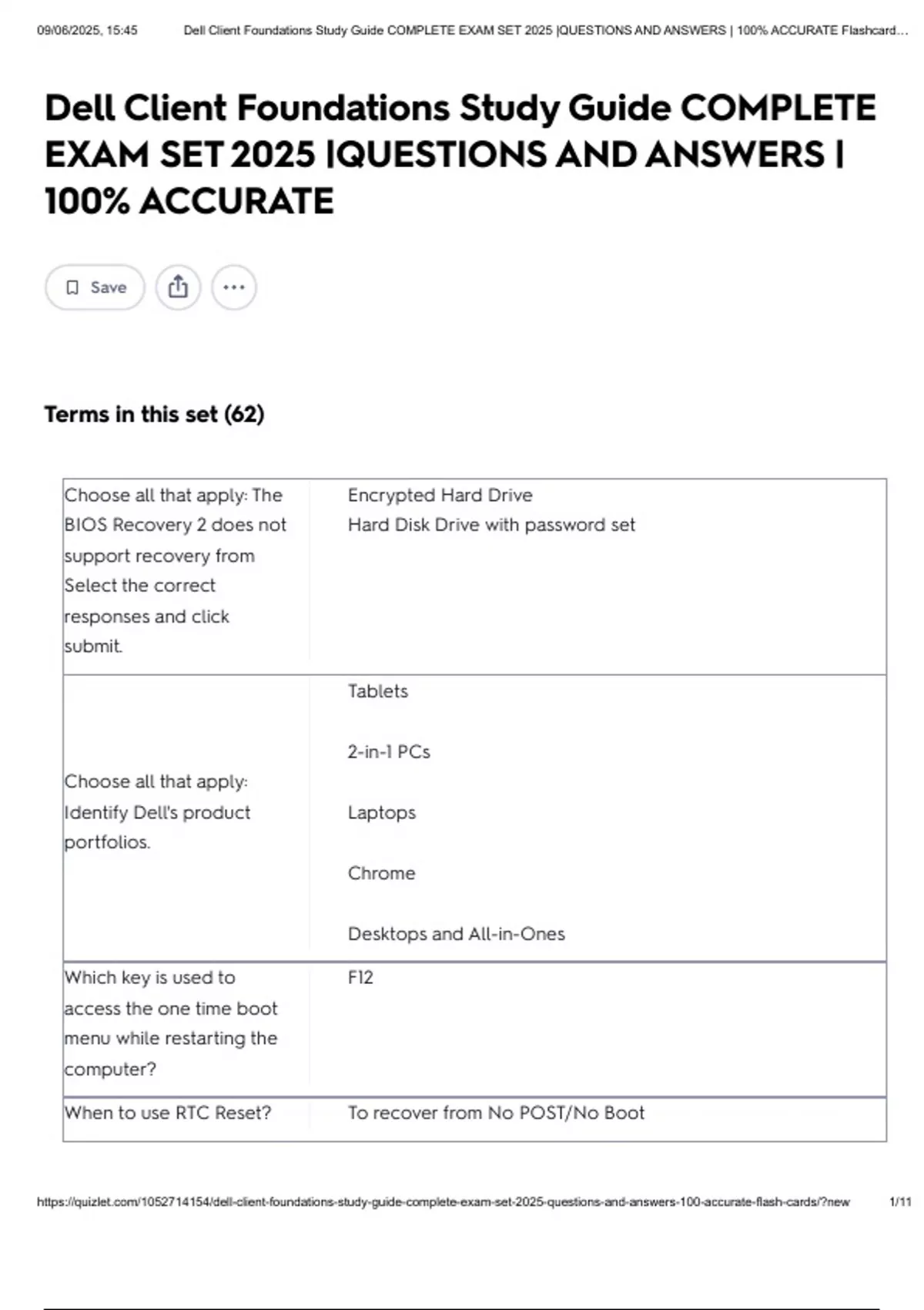 Dell Client Foundations Study Guide COMPLETE EXAM SET 2025 |QUESTIONS ...