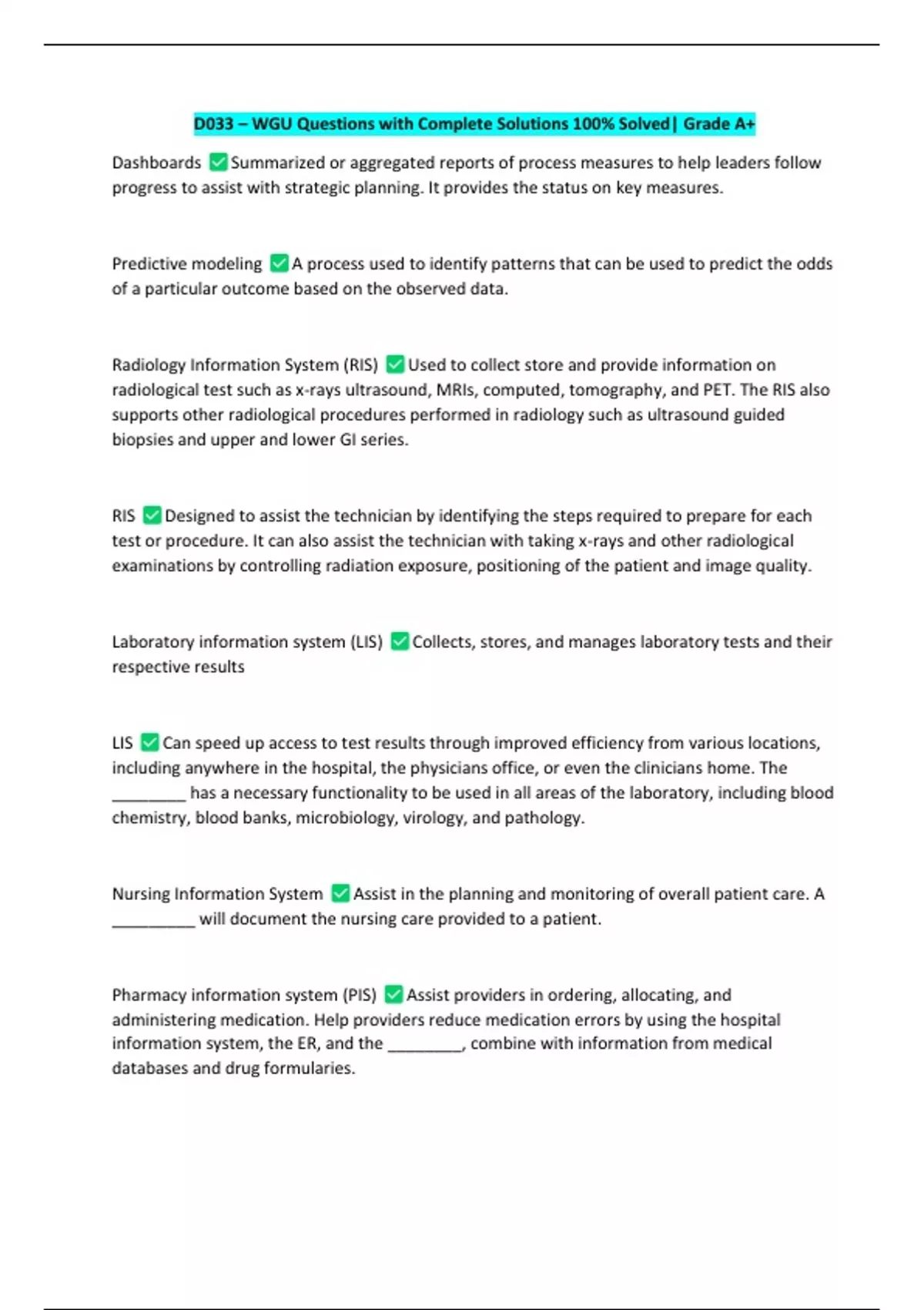 PACKAGE-::WGU D033 EXAMS WITH COMPLETE SOLUTIONS - Stuvia US