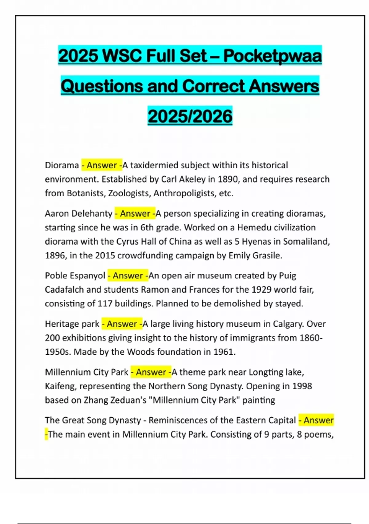 2025 WSC Full Set – Pocketpwaa Questions and Correct Answers 2025/2026 ...