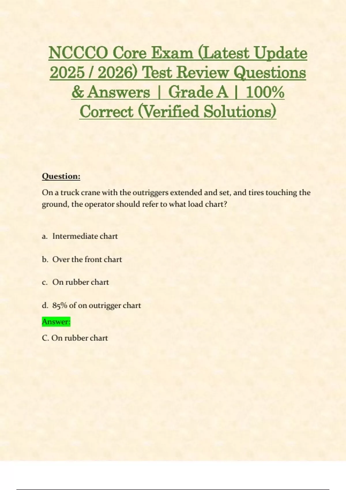 NCCCO Core Exam (Latest Update 2025 / 2026) Test Review Questions ...