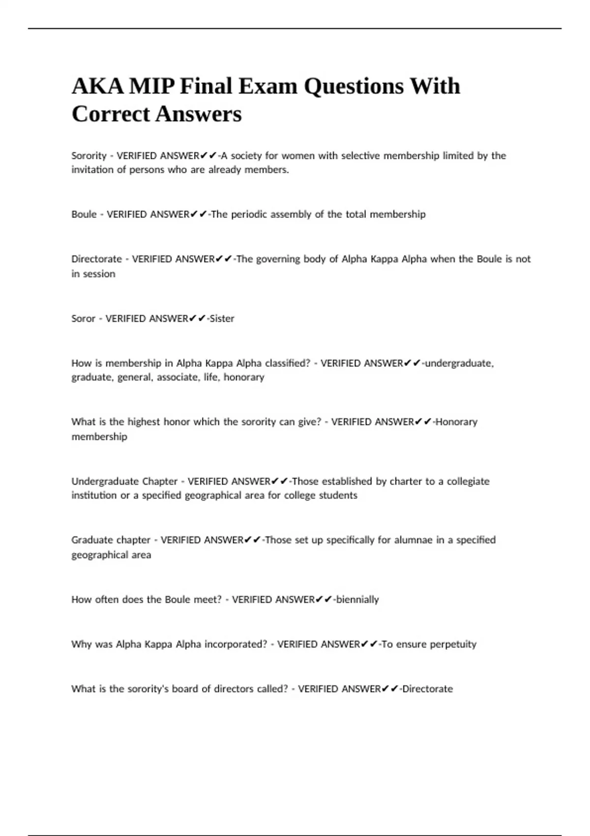 AKA MIP Final Exam Questions With Correct Answers - AKA MIP - Stuvia US