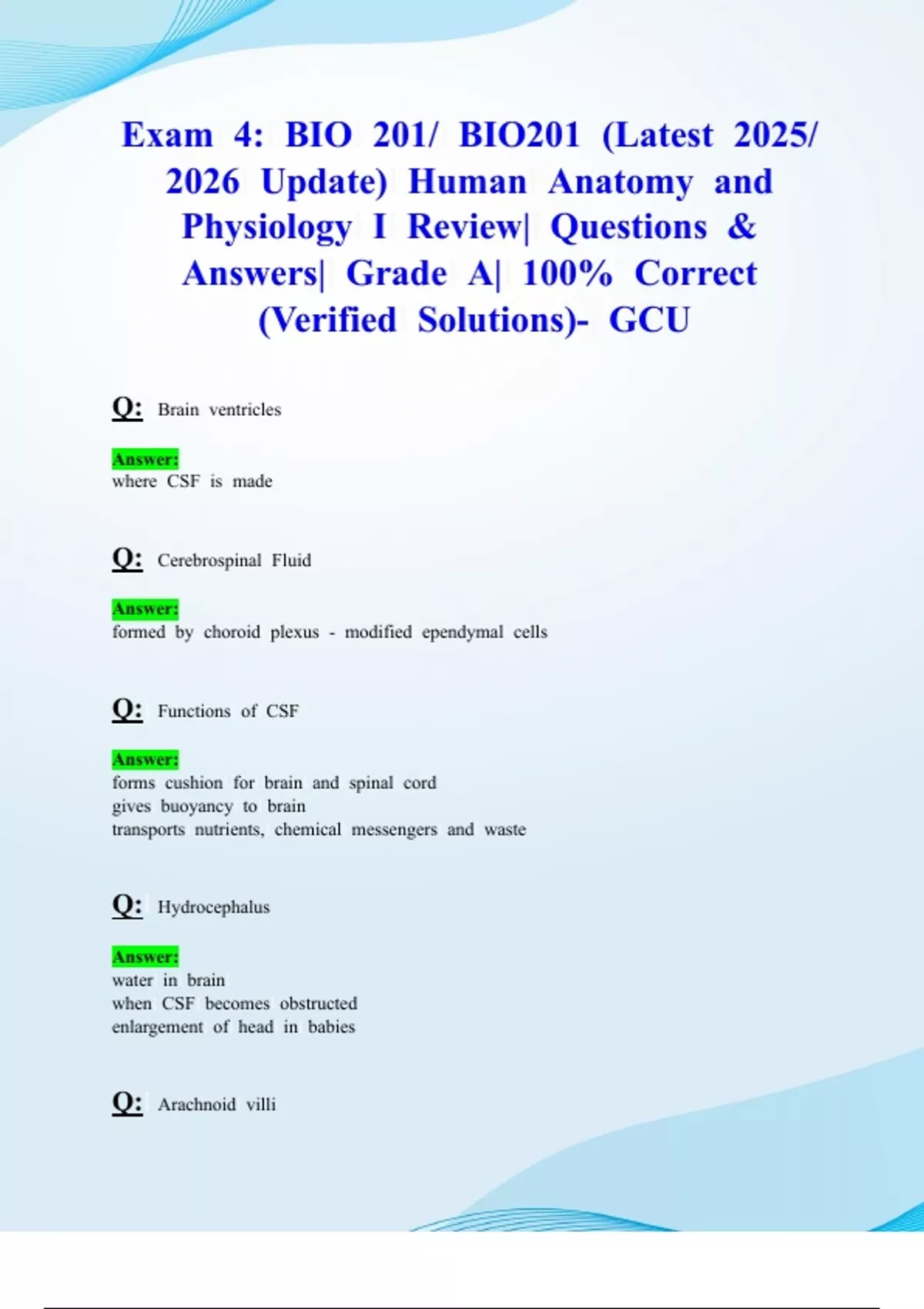 Exam 3 & Exam 4: BIO 201/ BIO201 (Latest 2025/ 2026 Updates STUDY ...