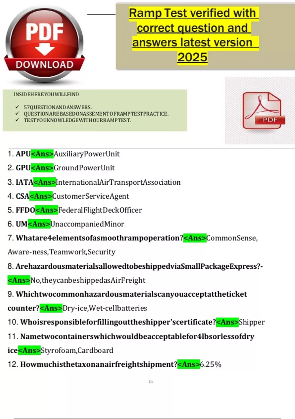 Ramp Test verified with correct question and answers latest version ...