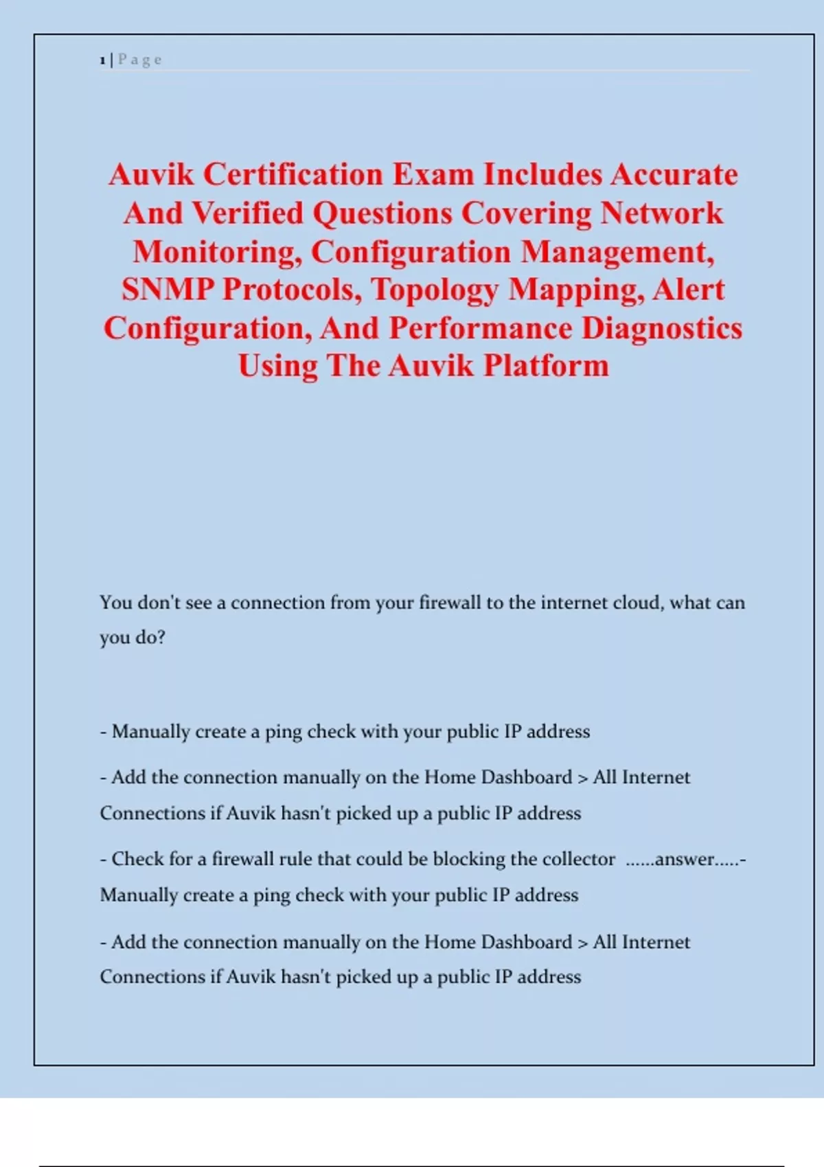 Auvik Certification Exam Includes Accurate And Verified Questions ...