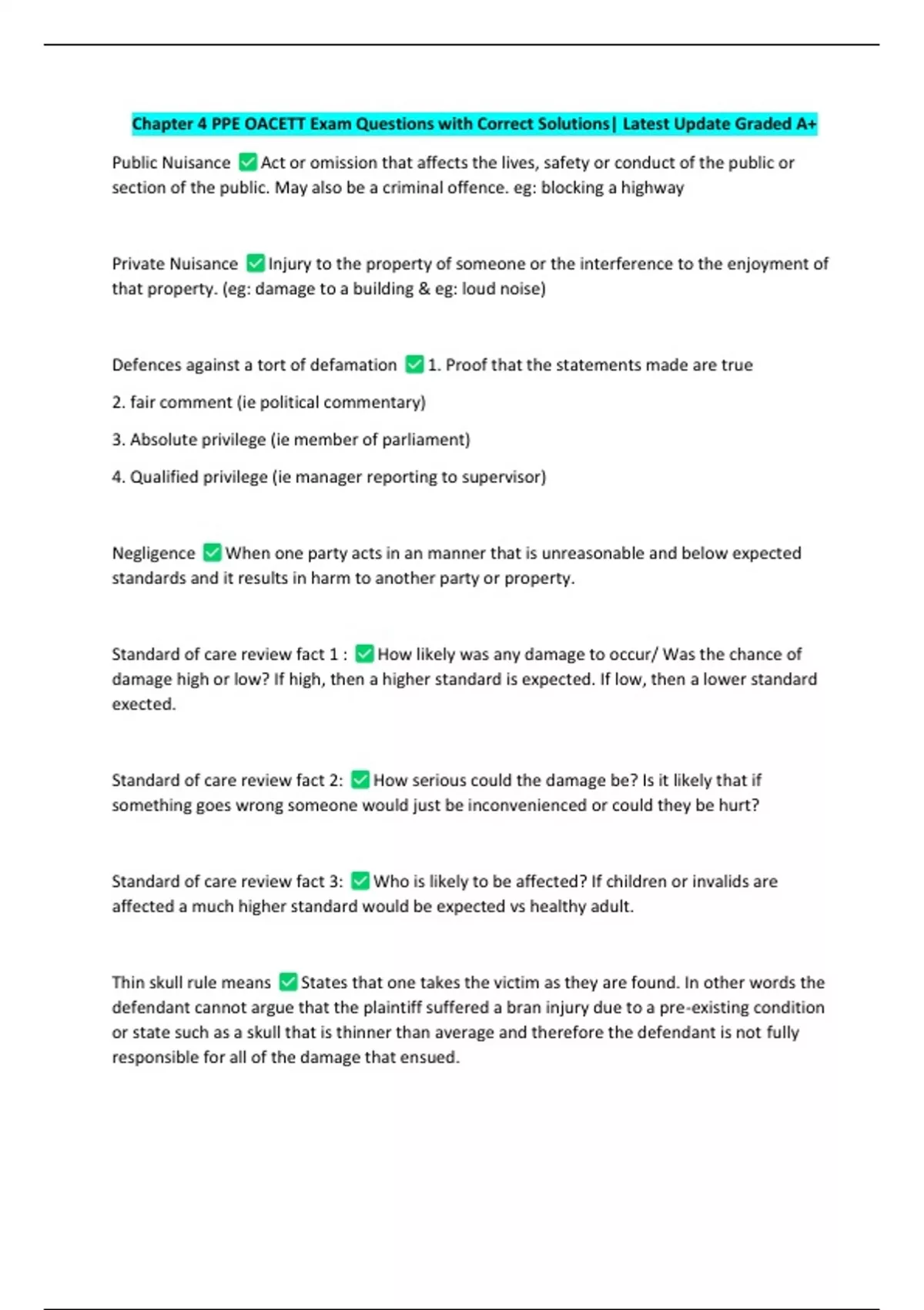 Chapter 4 PPE OACETT Exam Questions with Correct Solutions| Latest ...