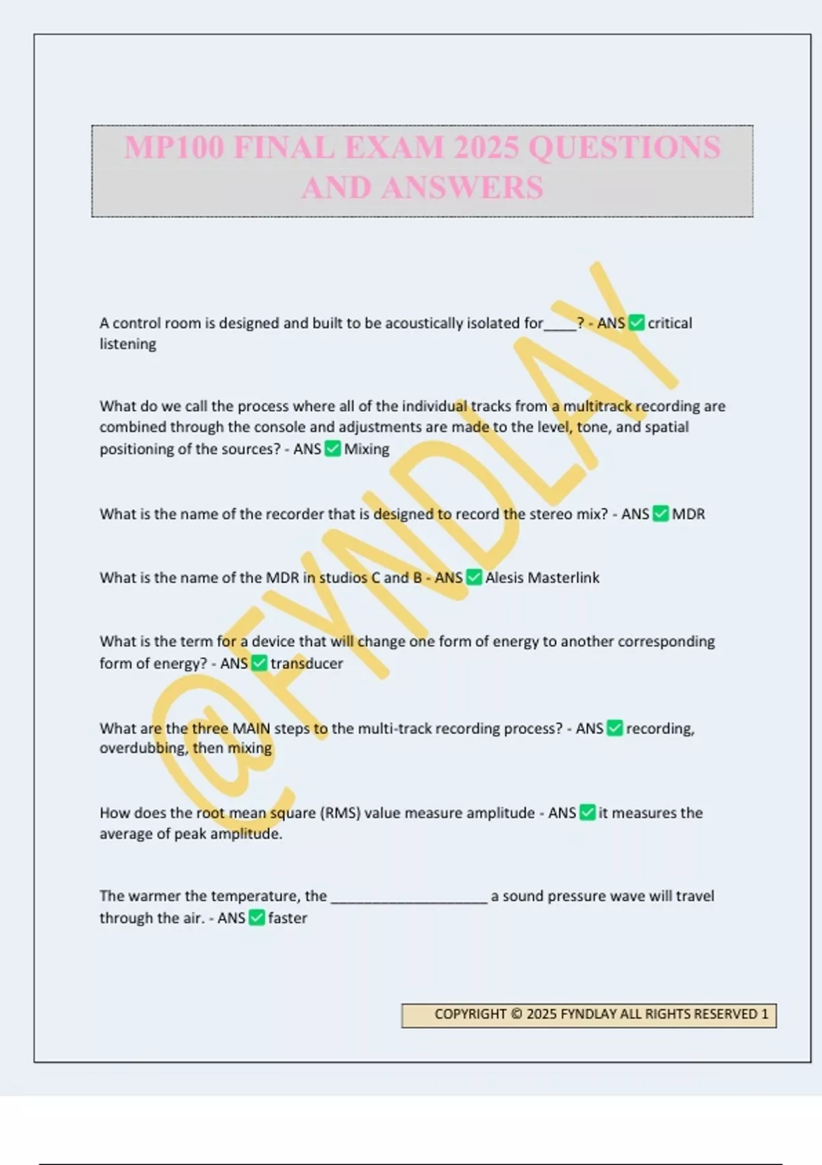 MP100 FINAL EXAM 2025 QUESTIONS AND ANSWERS - MP100 - Stuvia US