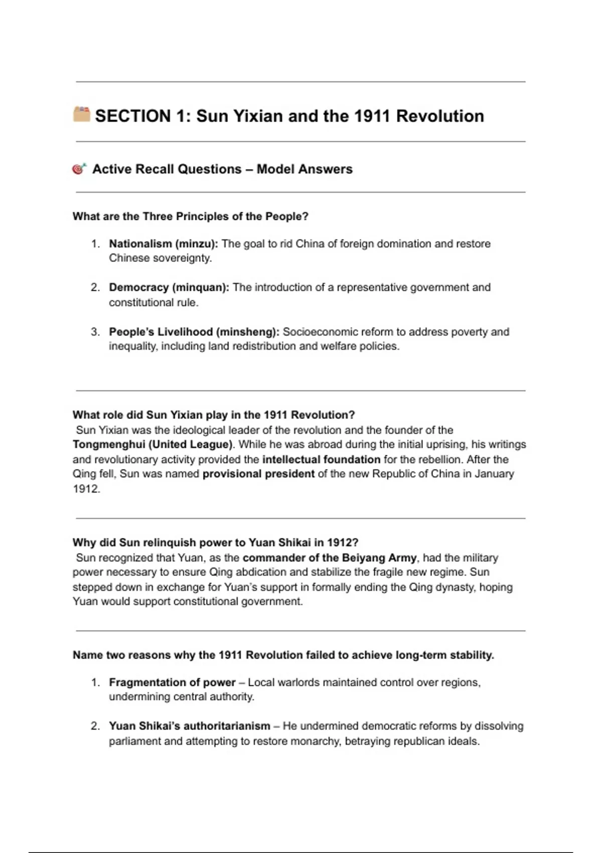Summary IB History HL (Asia & Oceania) China , Ultimate Revision Guide ...