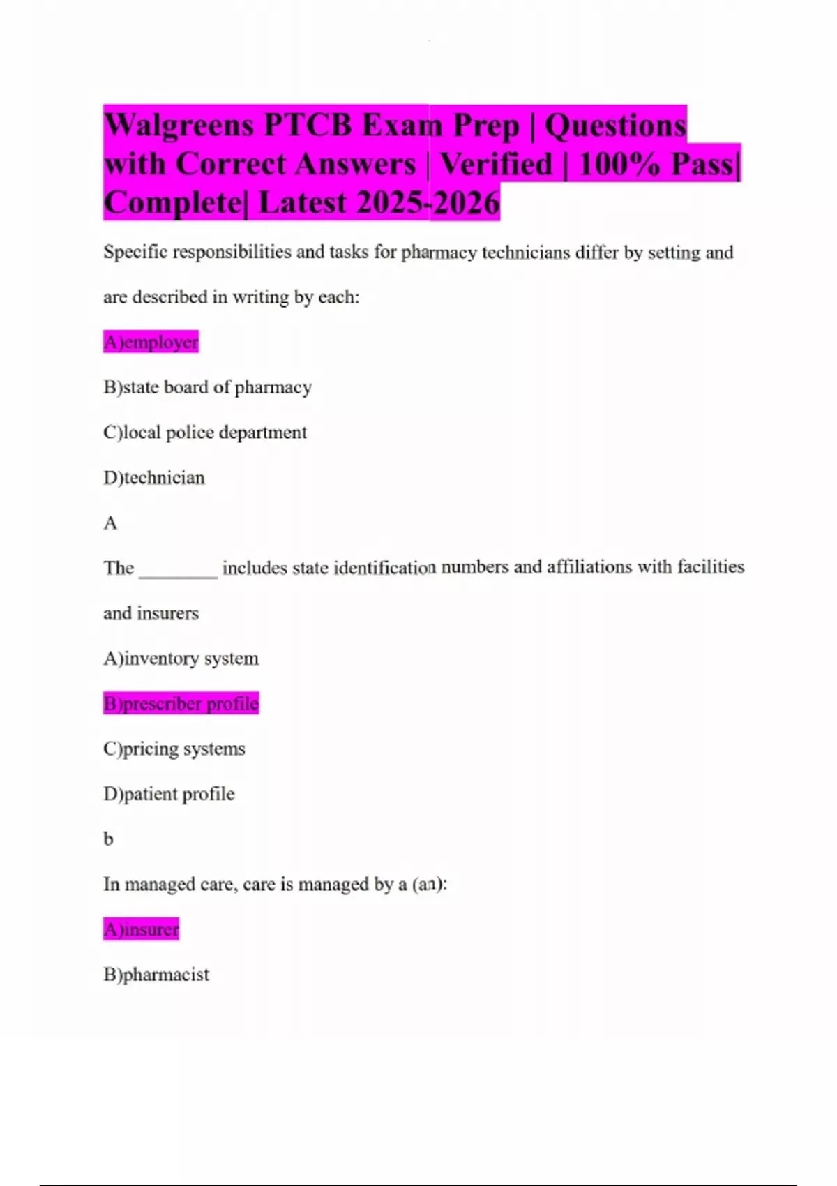 PTCB EXAM|PTCB TEST|PTCB Practice Test Version 1-3|PTCB Exam Prep (2024 ...