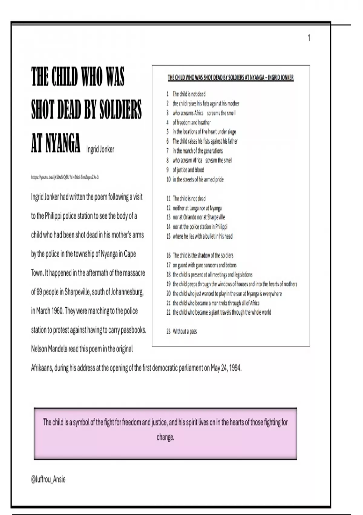 Summary THE CHILD WHO WAS SHOT DEAD BY SOLDIERS AT NYANGA by Ingrid ...