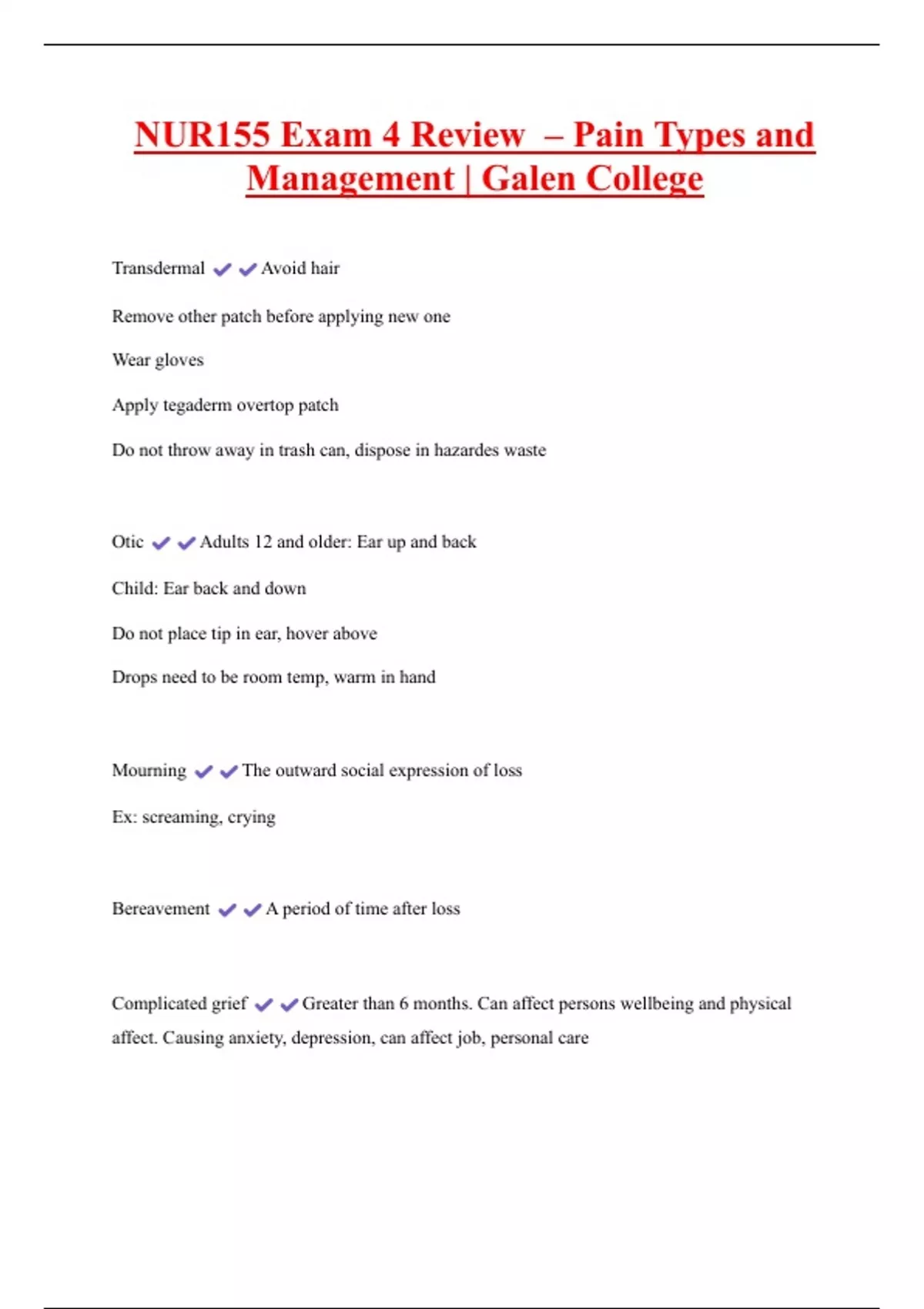 NUR155 Exam 4 Review – Pain Types and Management | Galen College - Nur ...