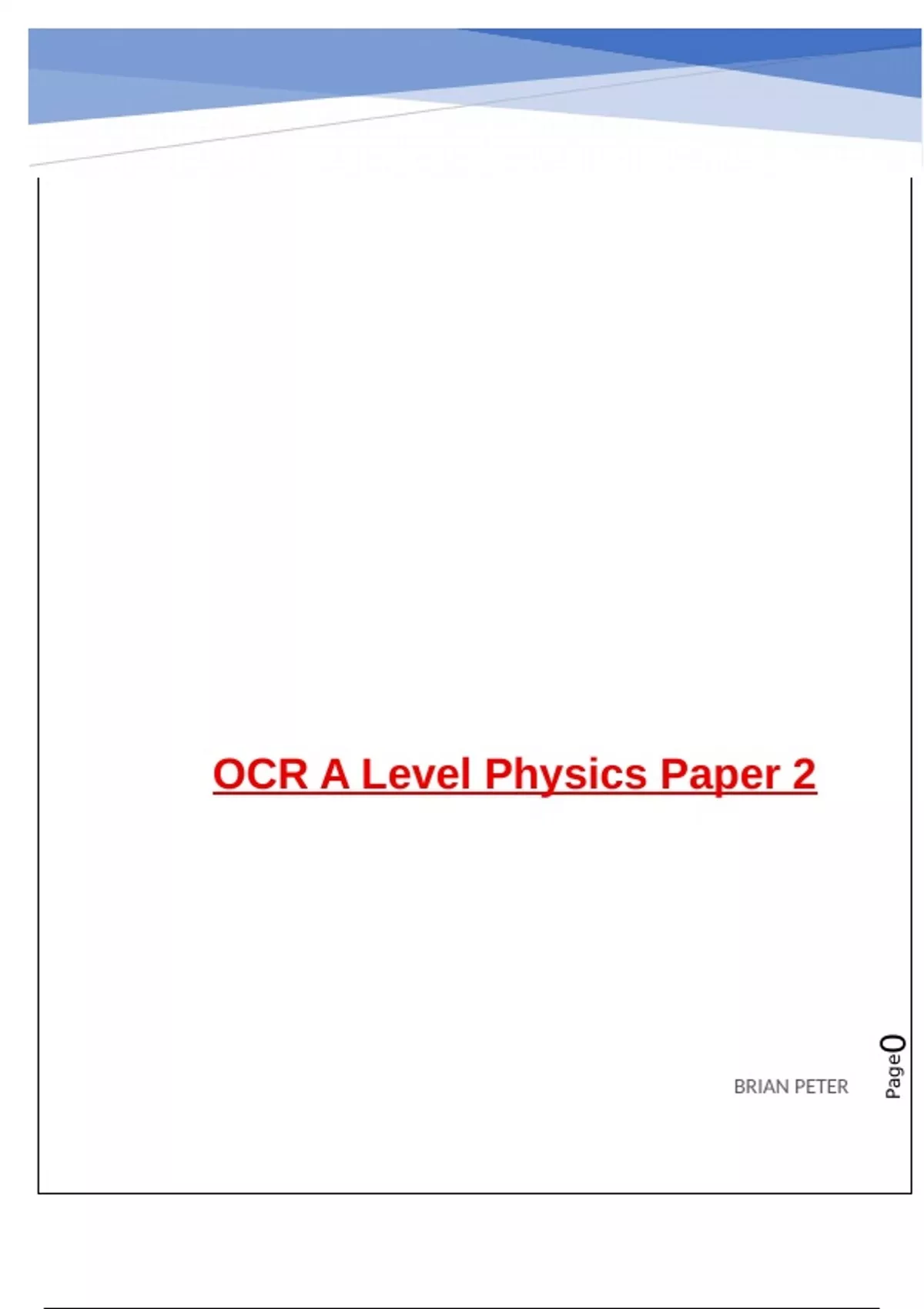 OCR A Level Physics Paper 2 | Brian Peter | 2025 | Key Definitions and ...