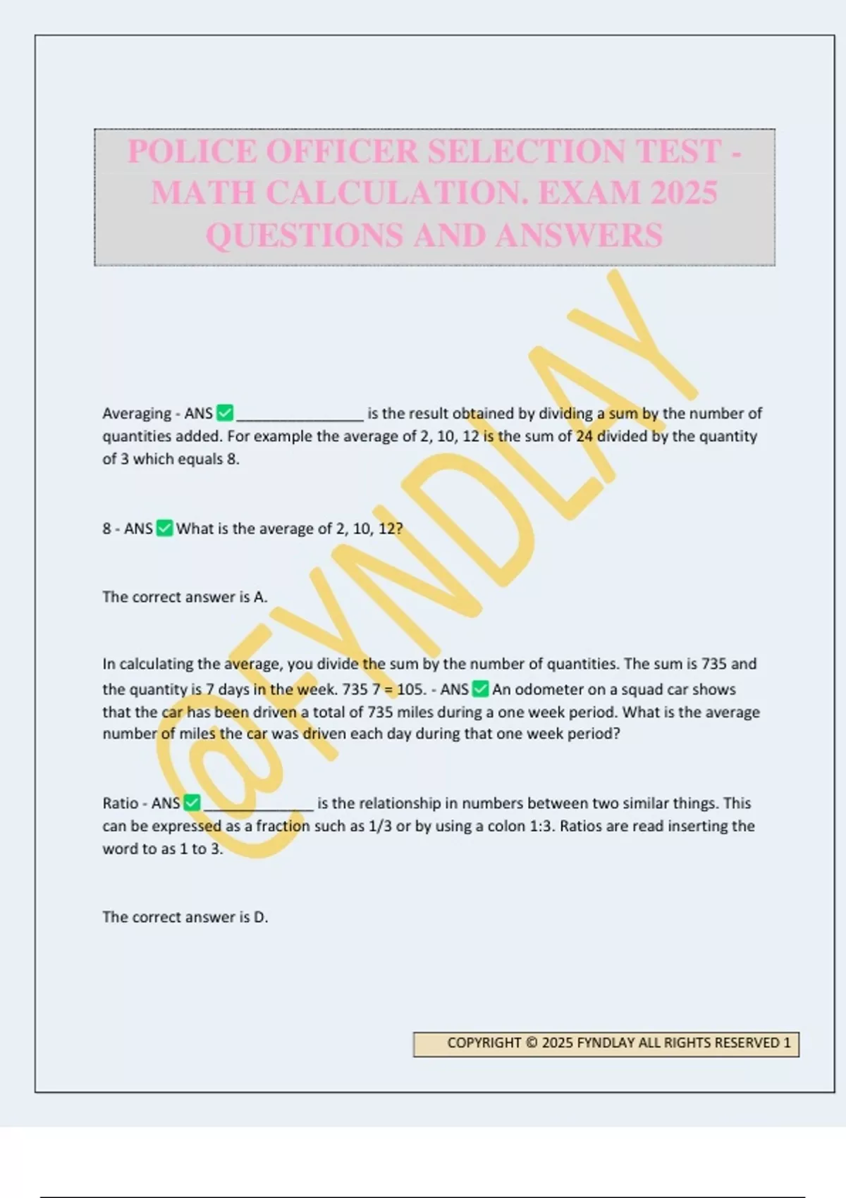 POLICE OFFICER SELECTION TEST - MATH CALCULATION. EXAM 2025 QUESTIONS ...