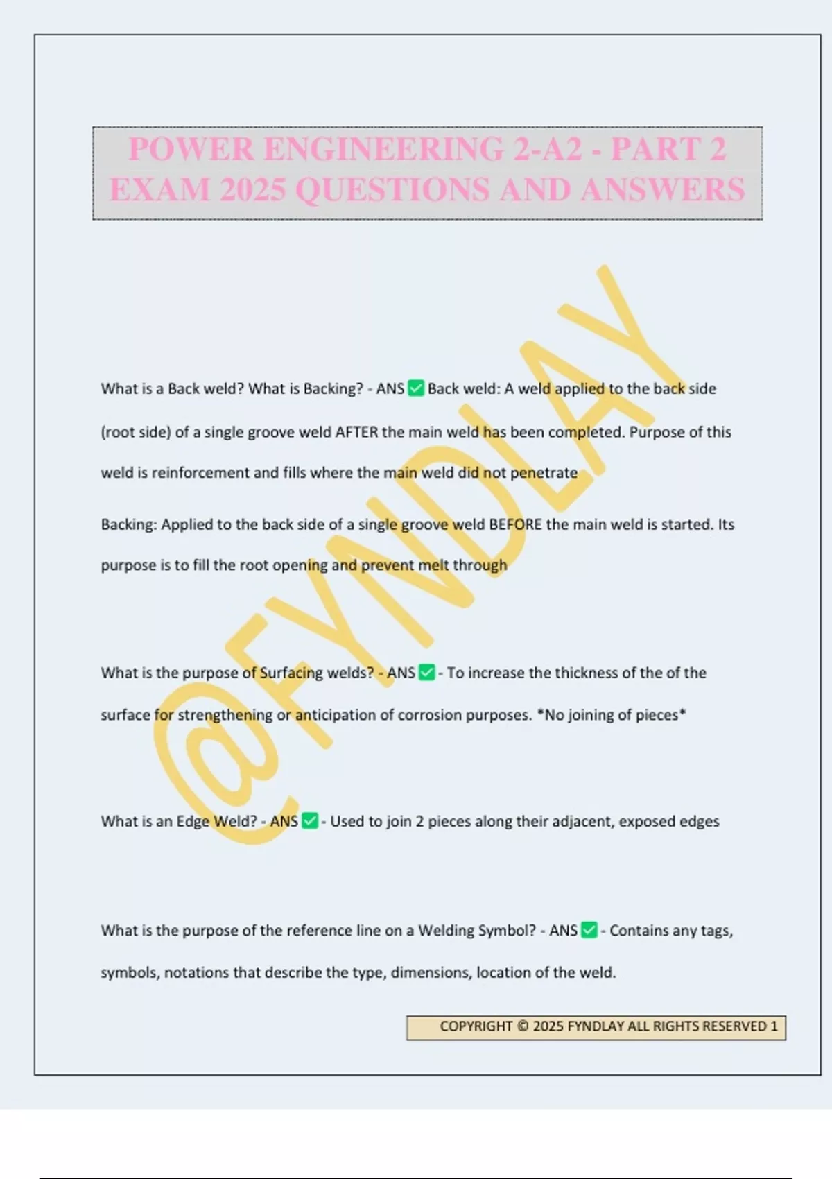 POWER ENGINEERING 2-A2 - PART 2 EXAM 2025 QUESTIONS AND ANSWERS - POWER ENGINEERING - Stuvia US