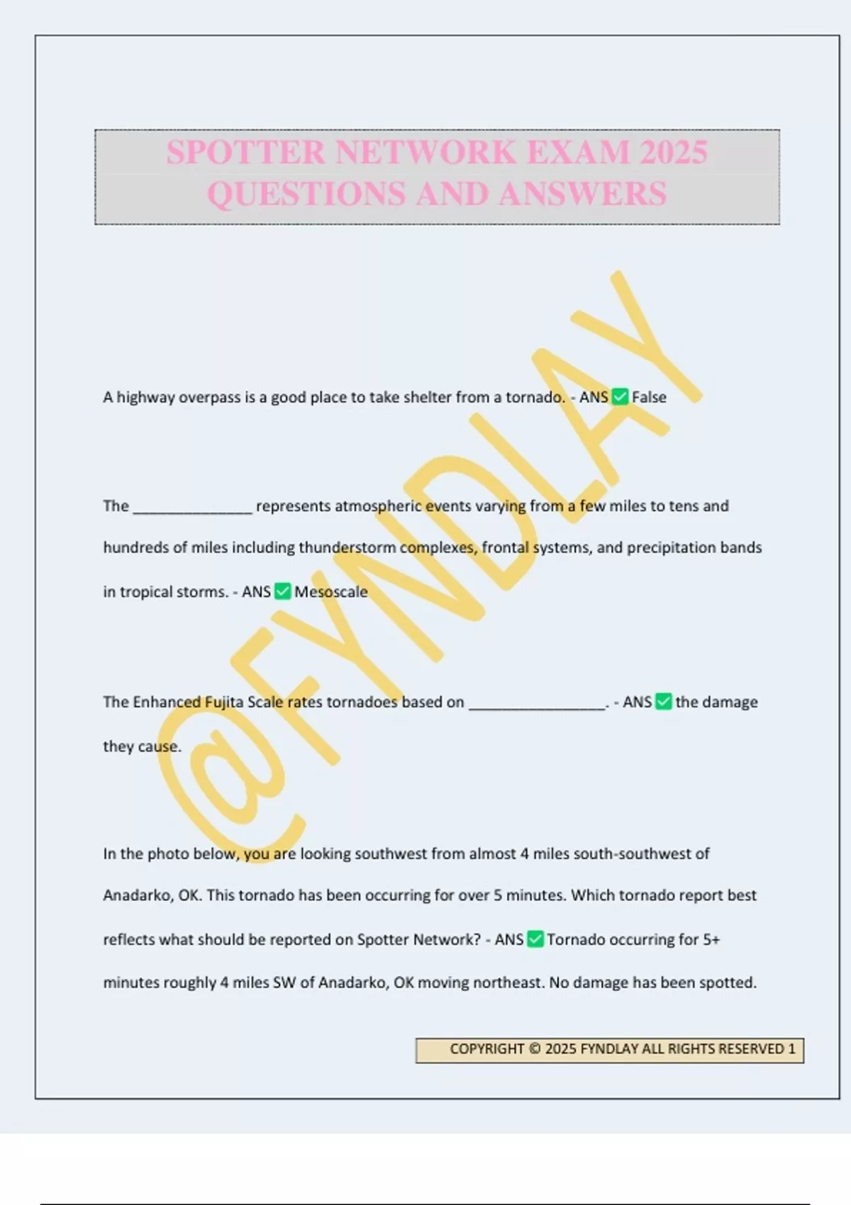 SPOTTER NETWORK EXAM 2025 QUESTIONS AND ANSWERS - SPOTTER NETWORK - Stuvia US